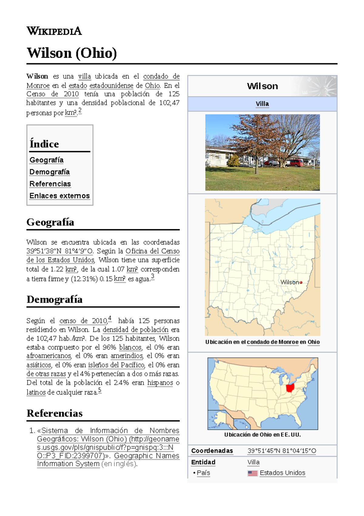 Wilson (Ohio) - fgff - Wilson Villa Ubicación en el condado de Monroe ...