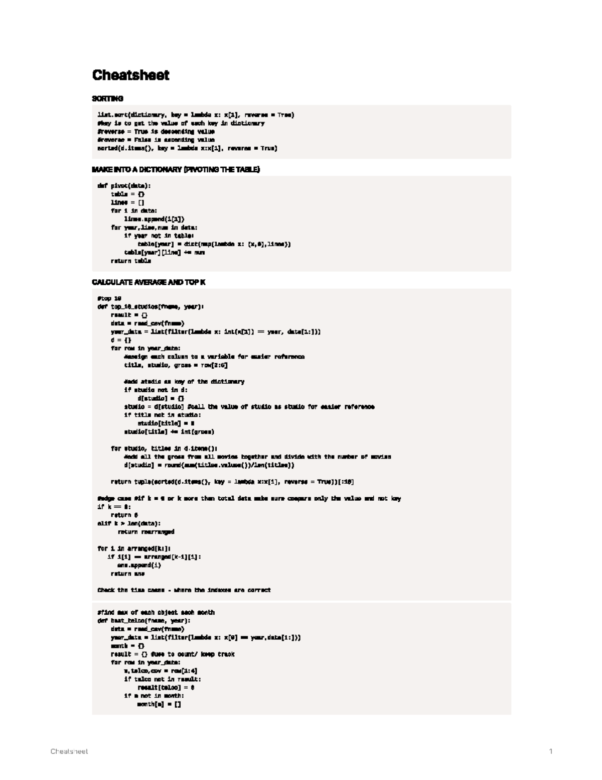 Cheatshet Summary Data Communications And Networking Cheatsheet Sorting List Sort