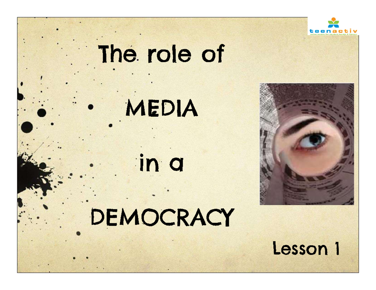 Gr 12 LO Term 2 Cycle 3 The Role of Media in a Democracy Notes - The ...