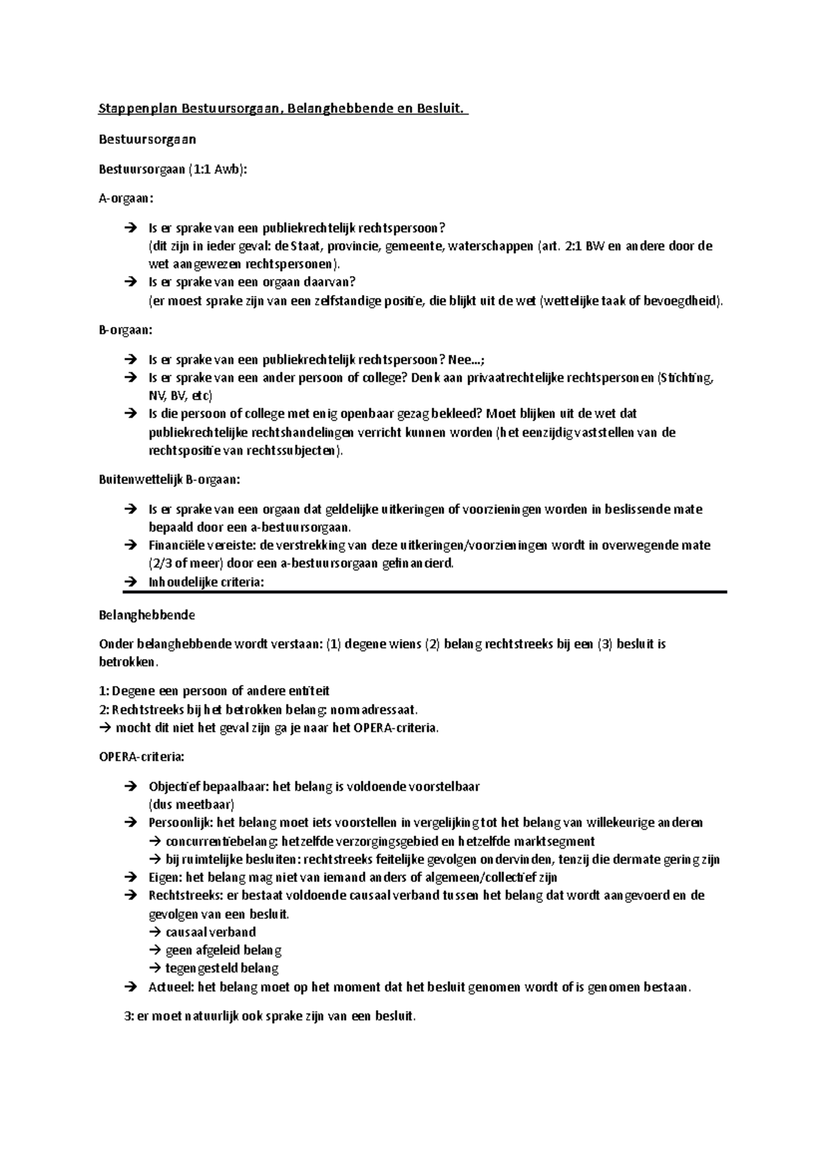 Bestuursrecht stappenplan - Stappenplan Bestuursorgaan, Belanghebbende ...