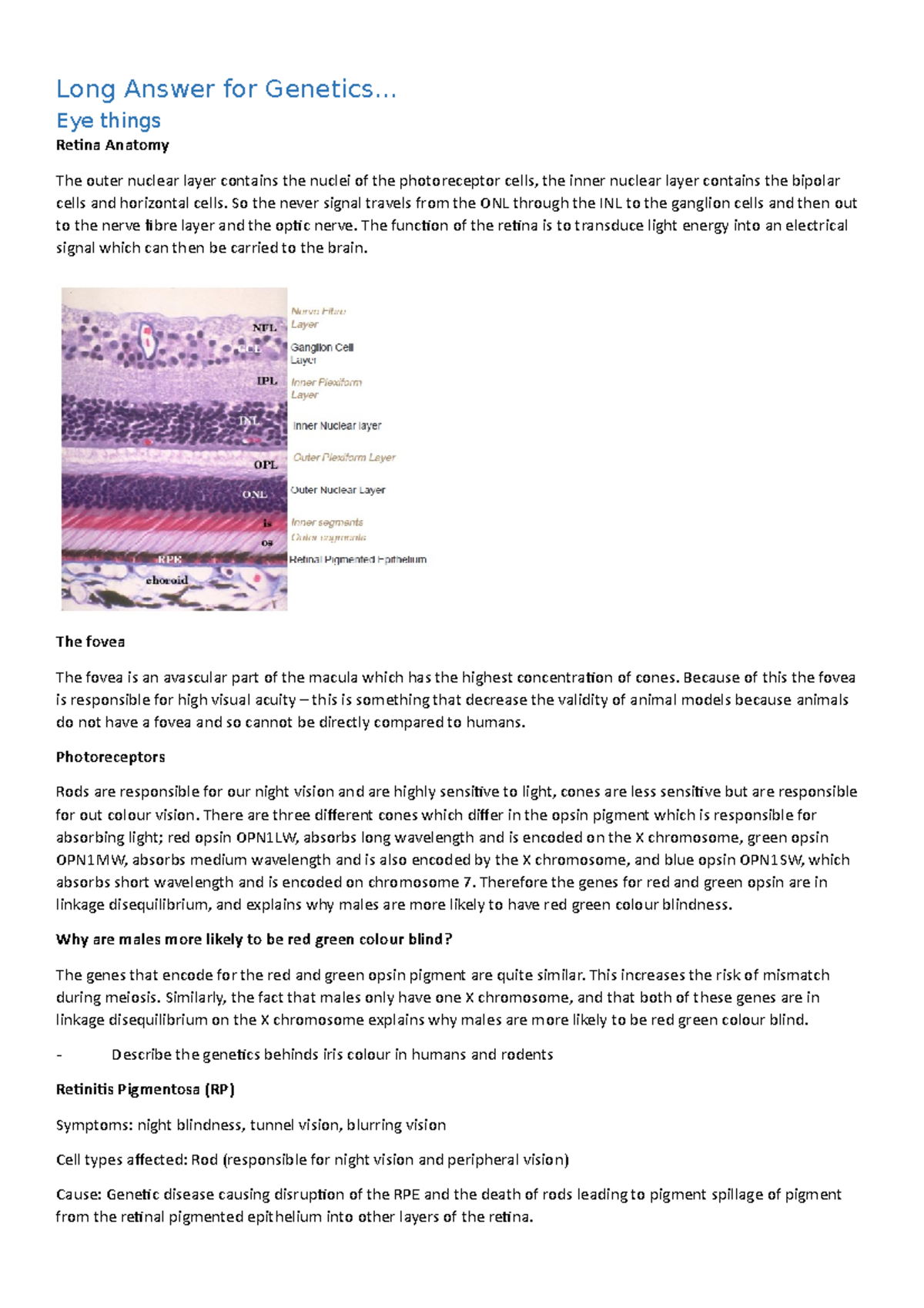 Practical - Practice Long Answer for Genetics (eyes) - Long Answer for ...