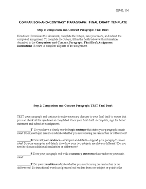Classification Essay Final Draft Template - ENGL 100 CLASSIFICATION ...