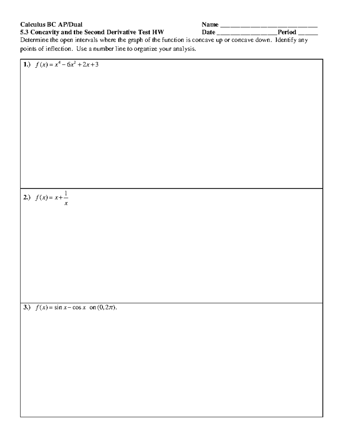 2nd derivative test - Calculus BC AP/Dual Name ...