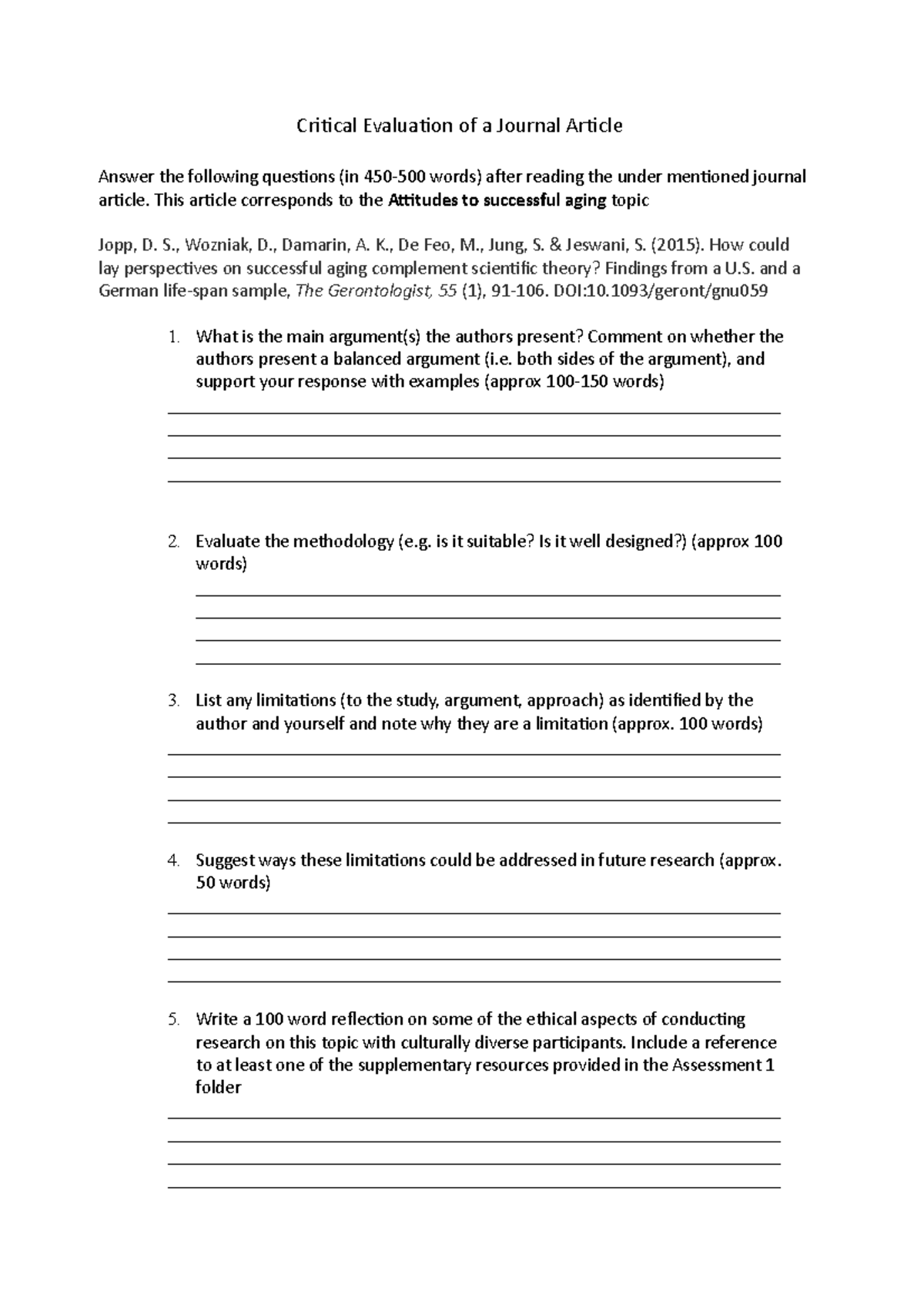 Template-Critical Evaluation-Successful Aging topic-AUT2023 - Critical ...