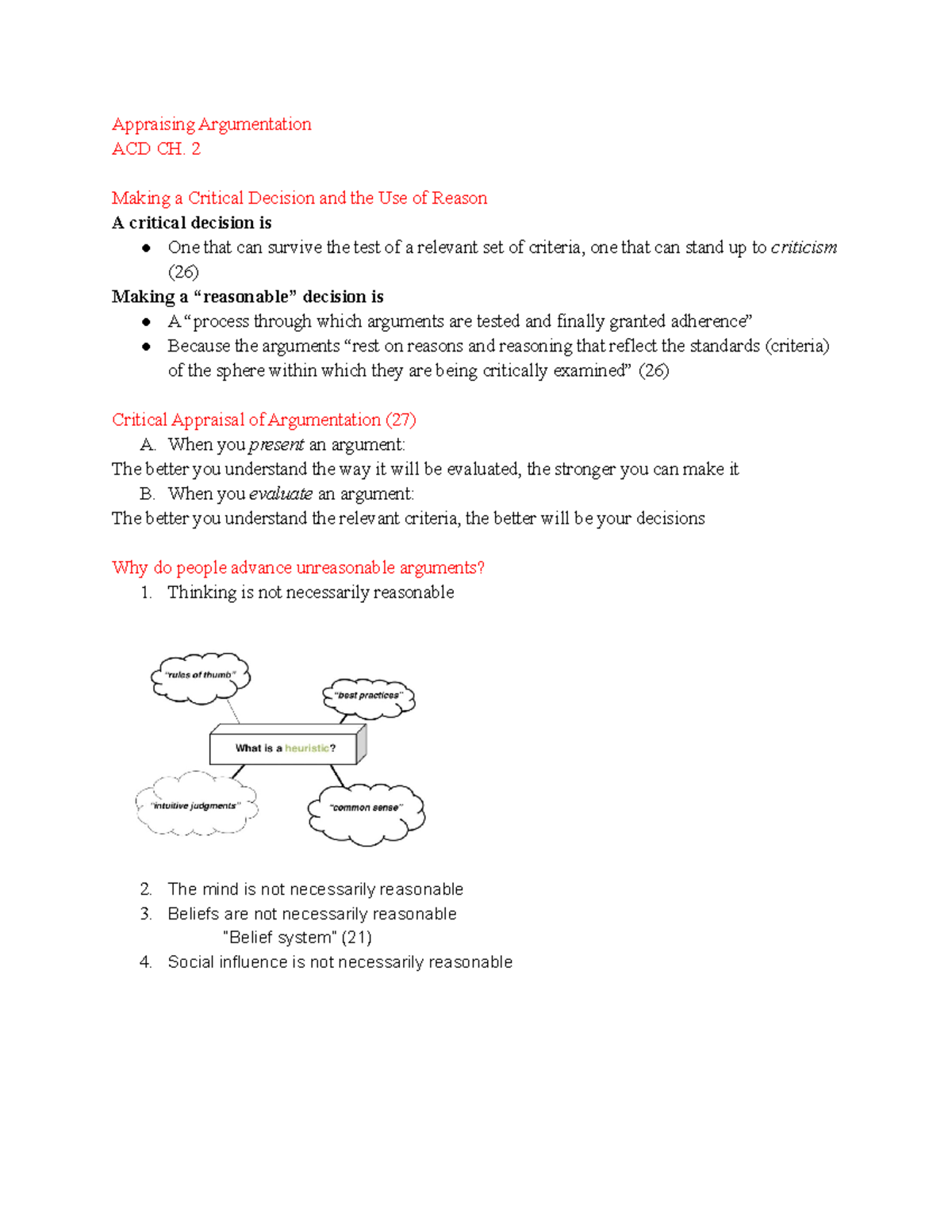 AA Notes 1 - Appraising Argumentation ACD CH. 2 Making a Critical ...