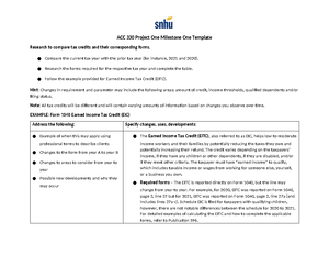 ACC 330 Project One Milestone Two Template - ACC 330 Project One ...