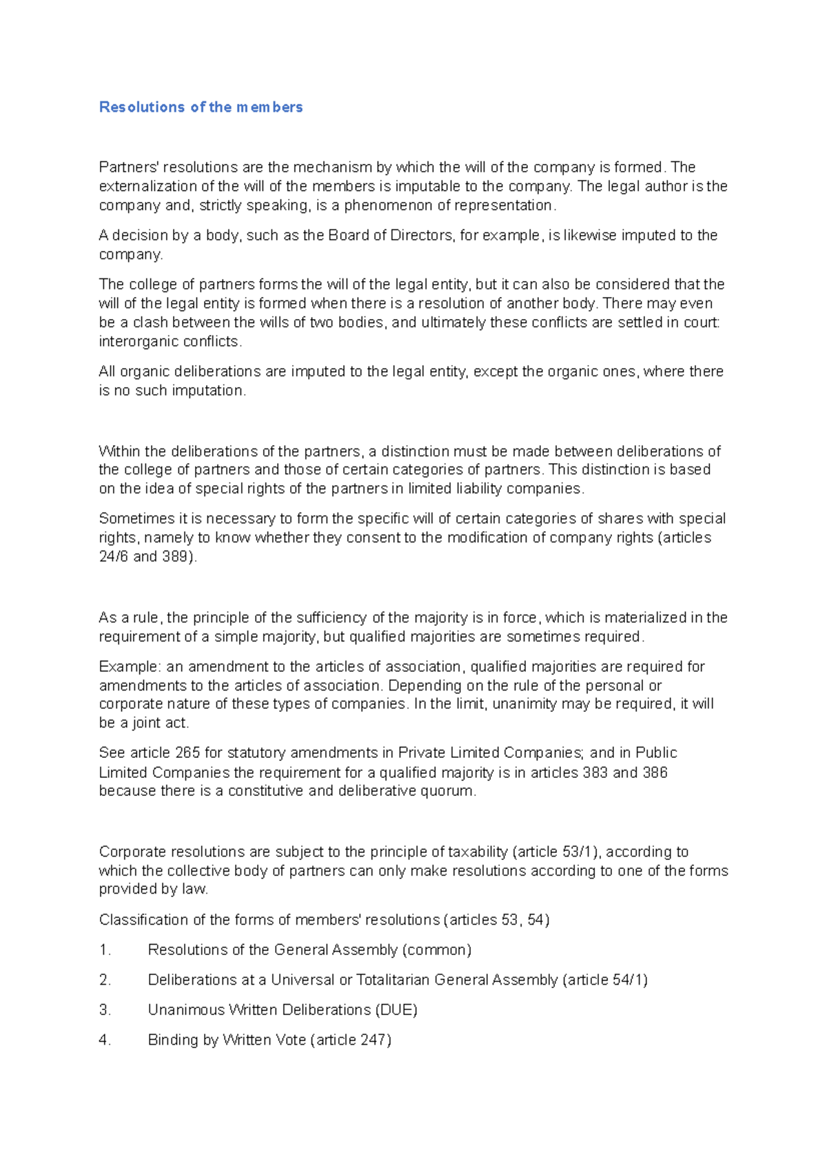 Resolutions of the members 5 - Resolutions of the members Partners ...