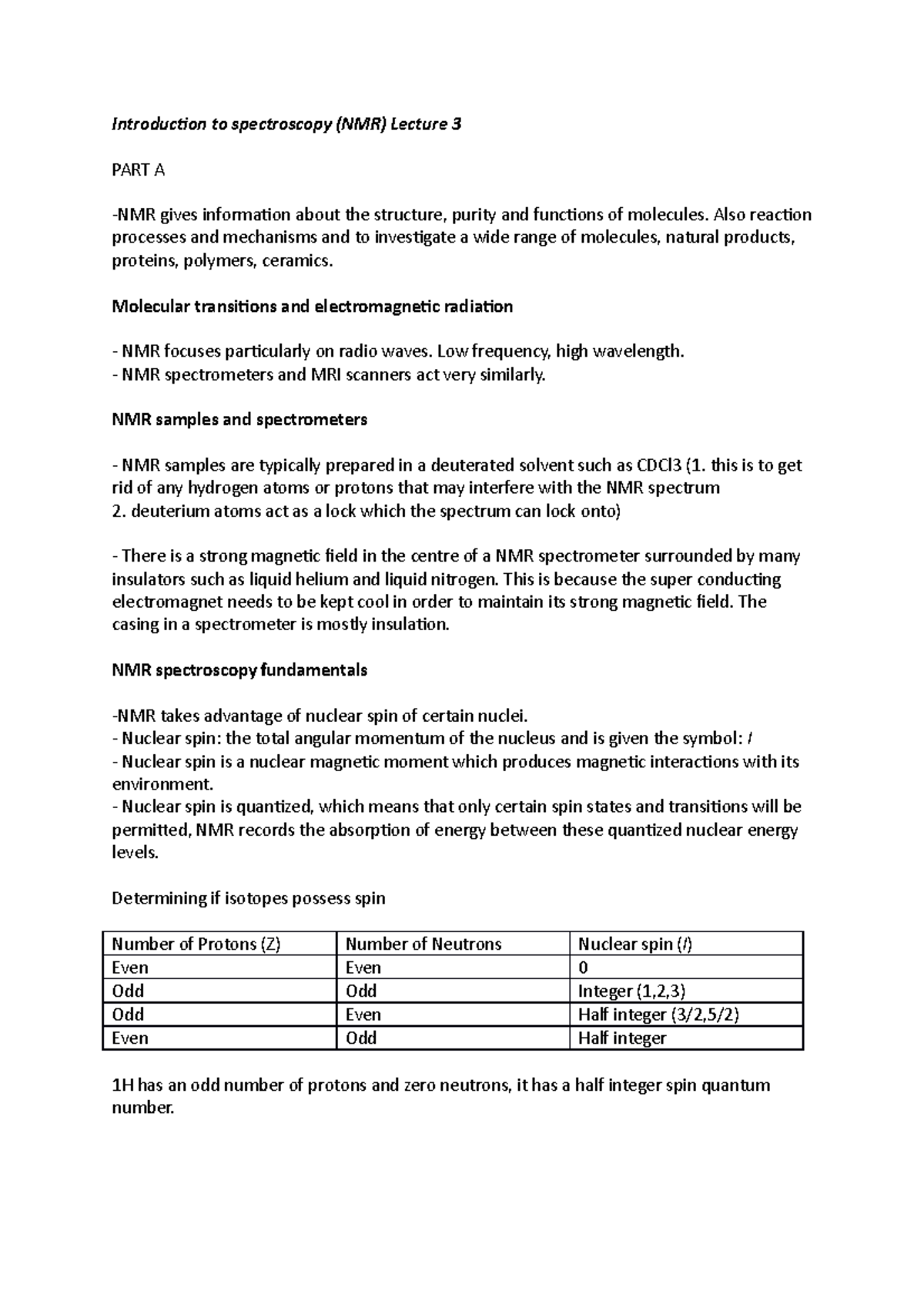 Lecture 3 Intro to Spectroscopy - Introduction to spectroscopy (NMR ...