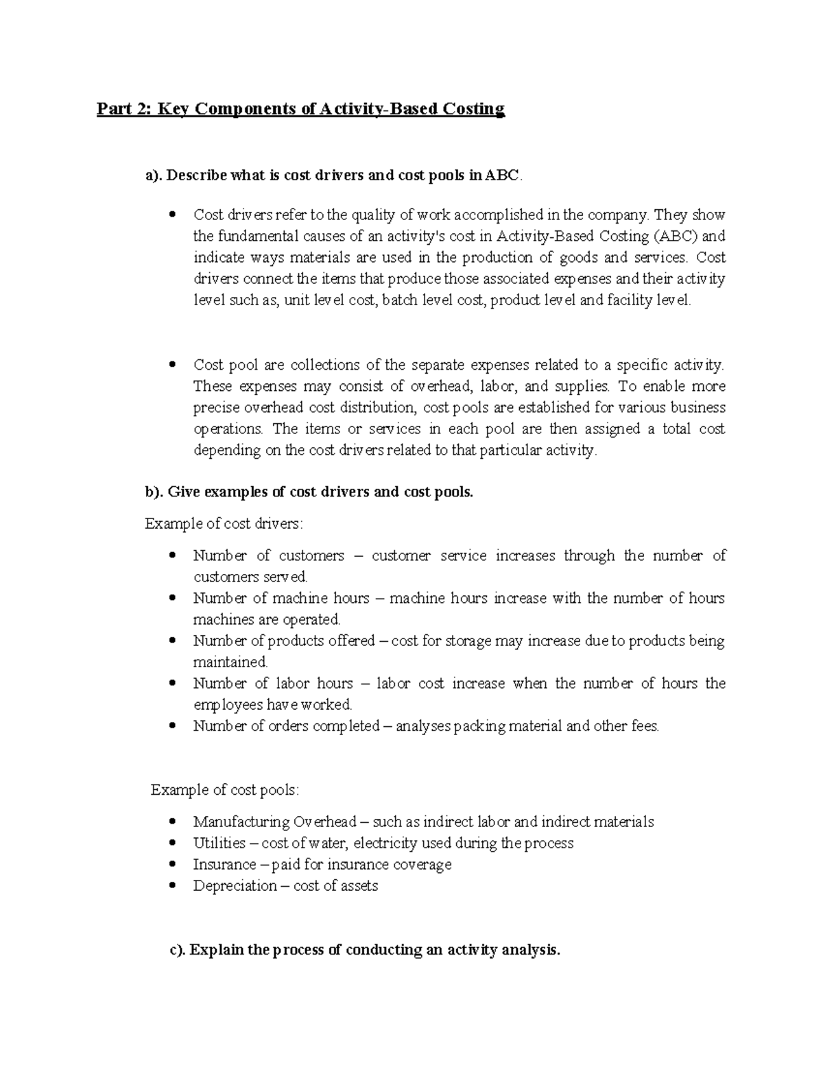 ACC502 - This is Based on Topic: Key Components of Activity-Based ...