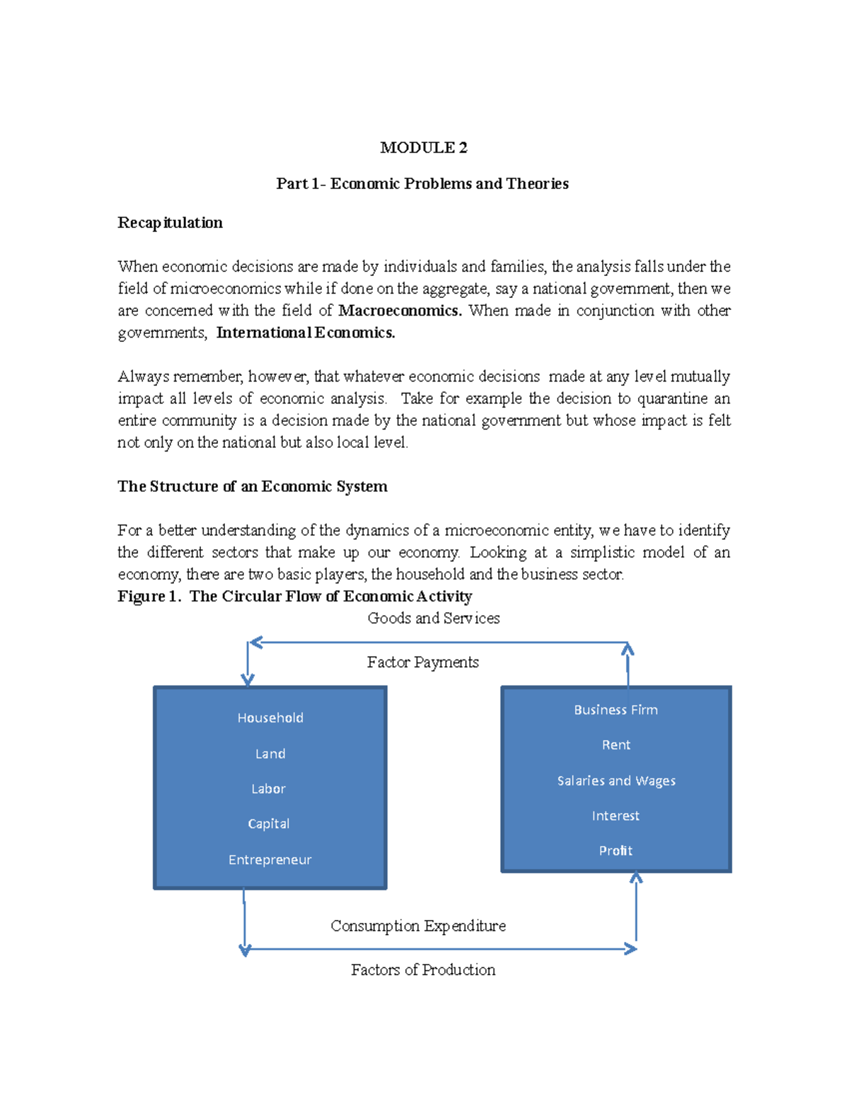 Mgrialeco module 2, part 1 - MODULE 2 Part 1- Economic Problems and ...