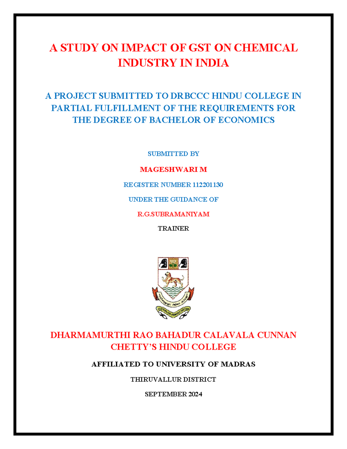 GOODS AND SERVICE TAX - A STUDY ON IMPACT OF GST ON CHEMICAL INDUSTRY ...