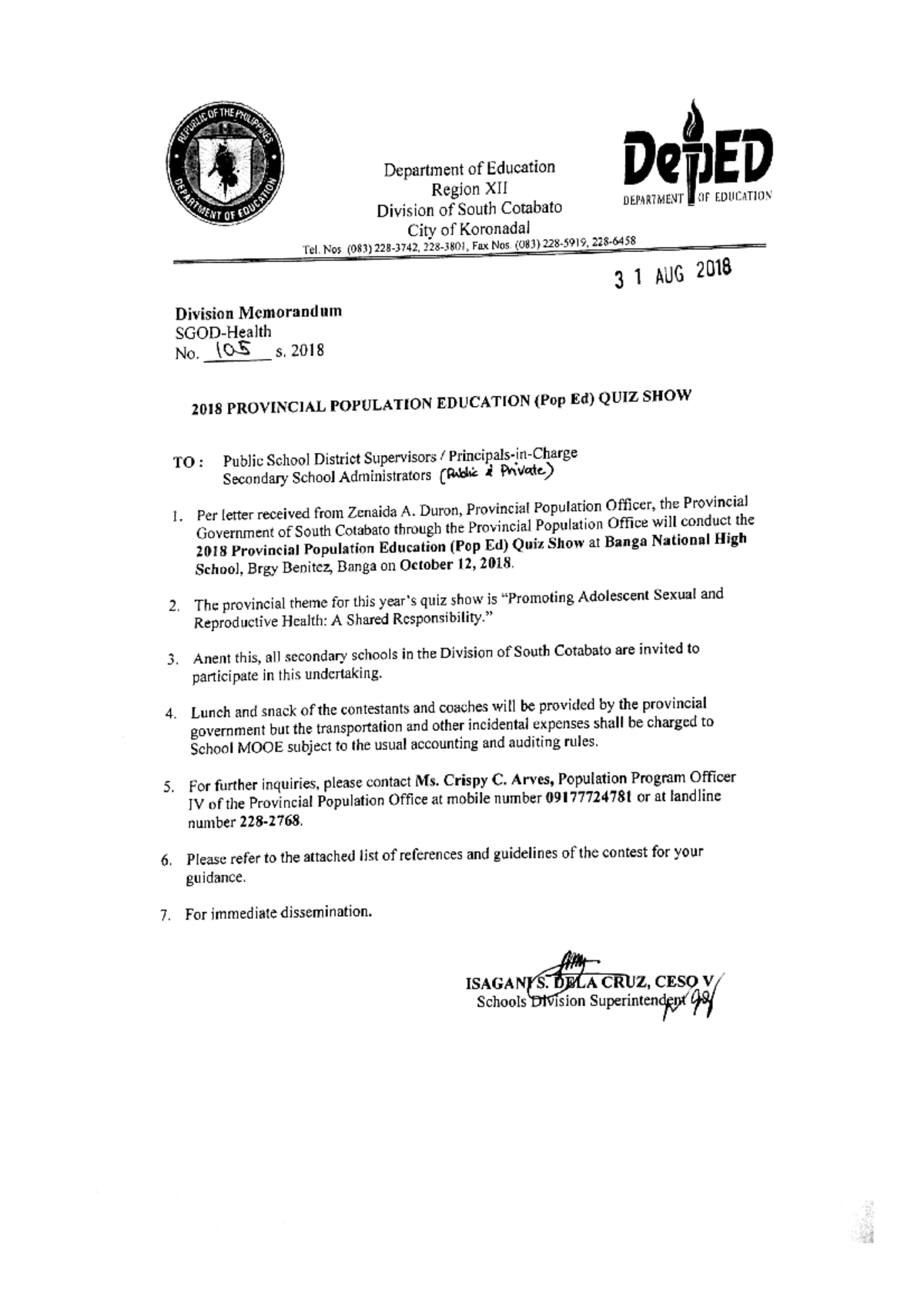 MEMO FOR THE POP - Science, Technology, and Society - Studocu