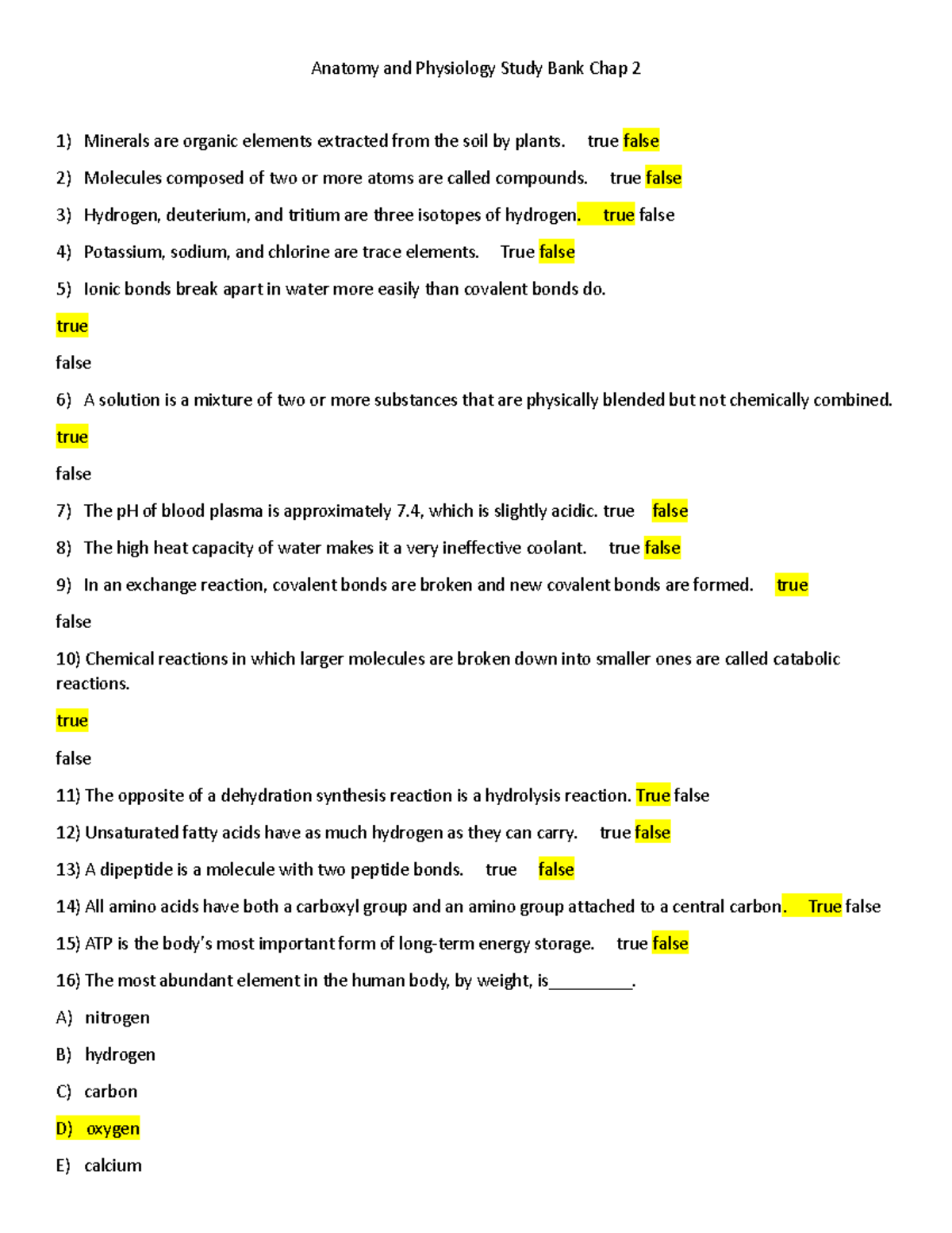 Anatomy and Physiology The Unity of Form and Function 10th Ed. Study ...