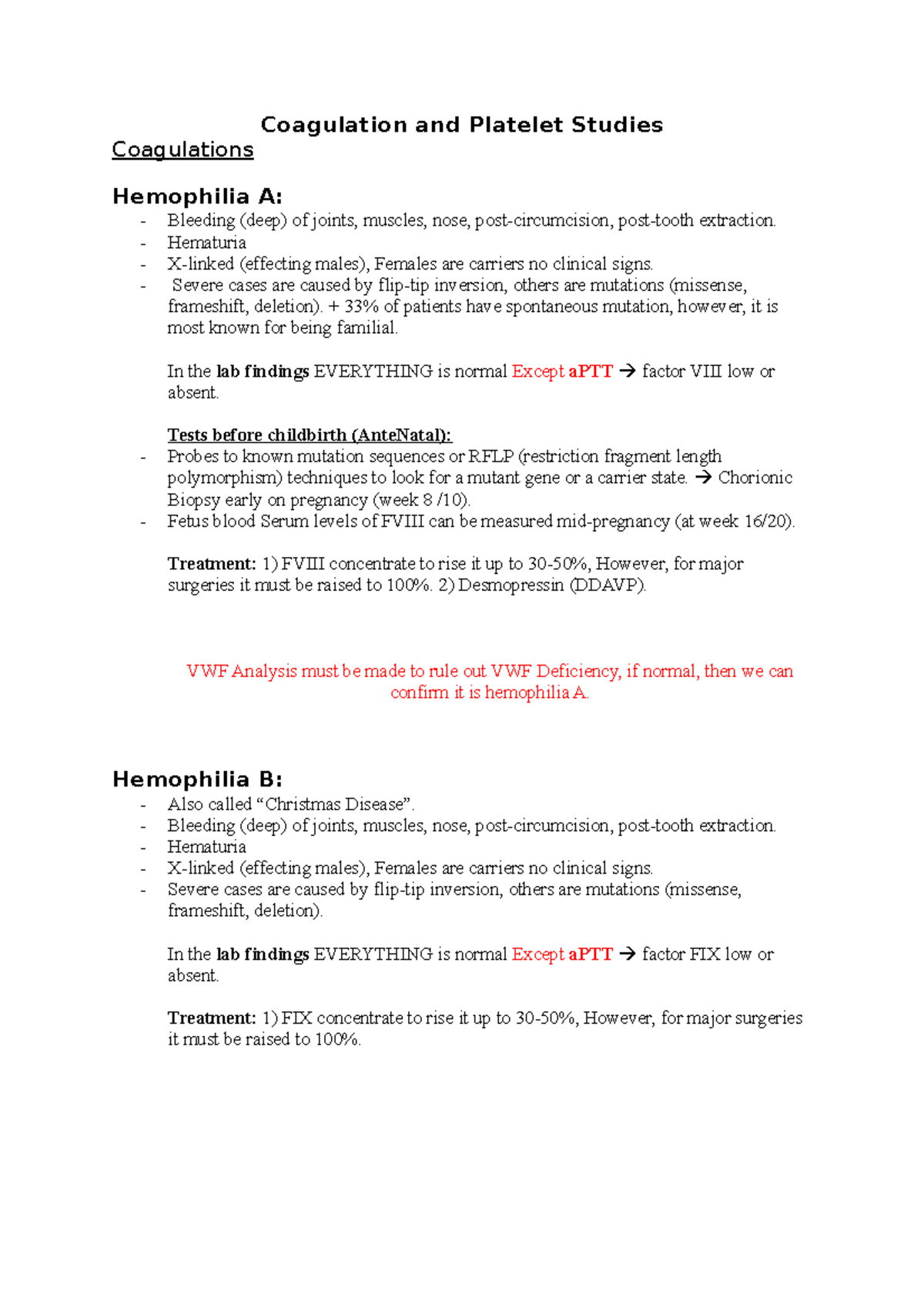 Platelet and Coagulation Studies - Coagulations Coagulation and ...