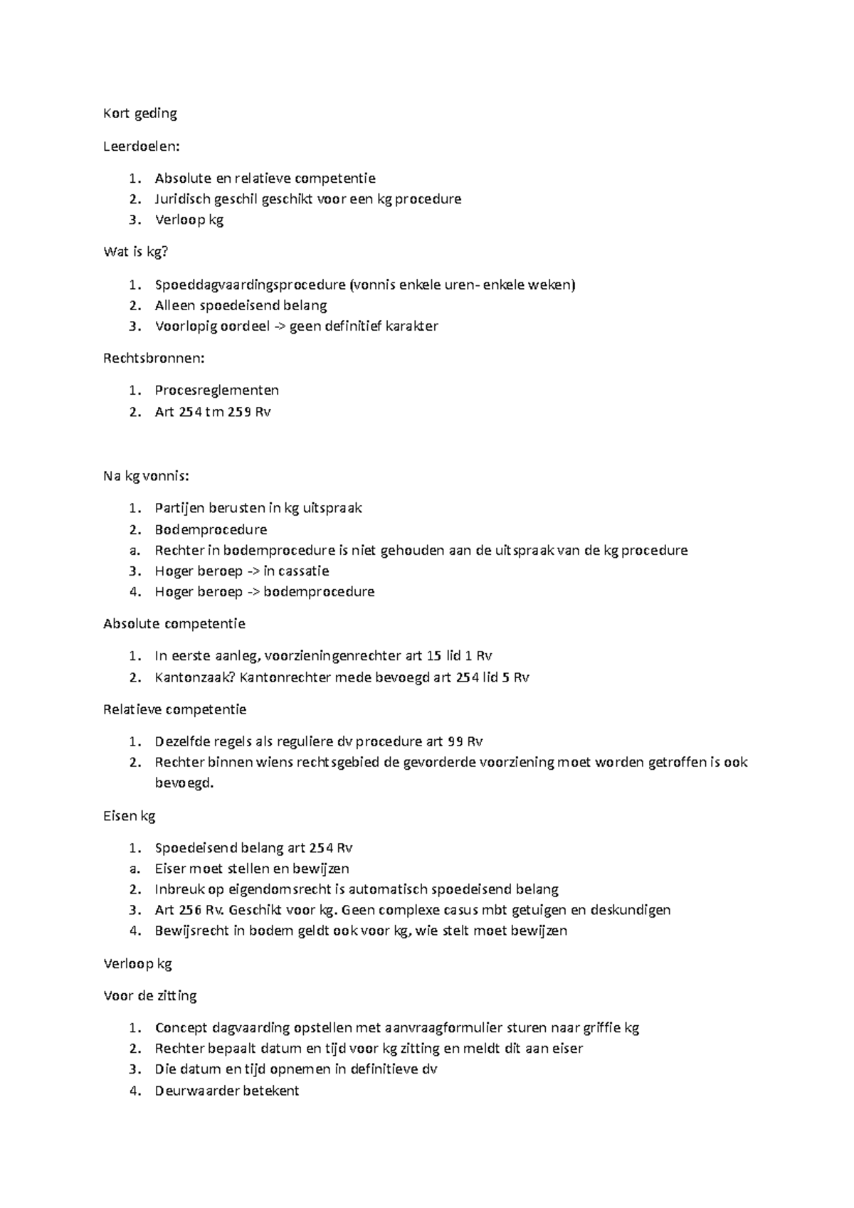 Kort geding - Samenvatting burgerlijkprocesrecht - Kort geding ...
