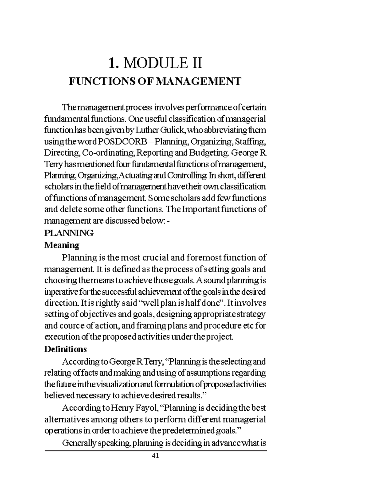 Module 2 functions of management - 1. MODULE II FUNCTIONS OF MANAGEMENT ...