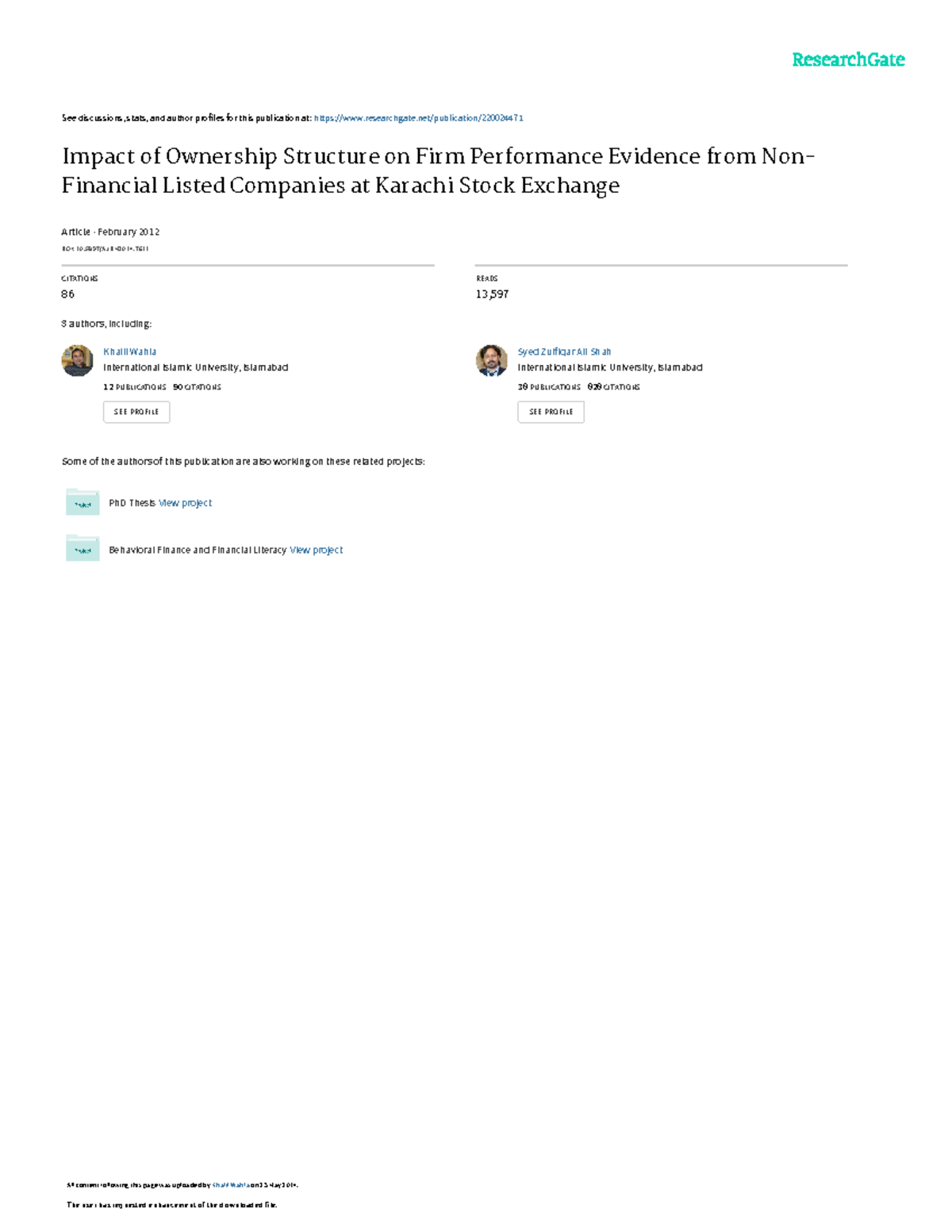 Ali Zulfiqar SHAH 2012 - See discussions, stats, and author profiles ...