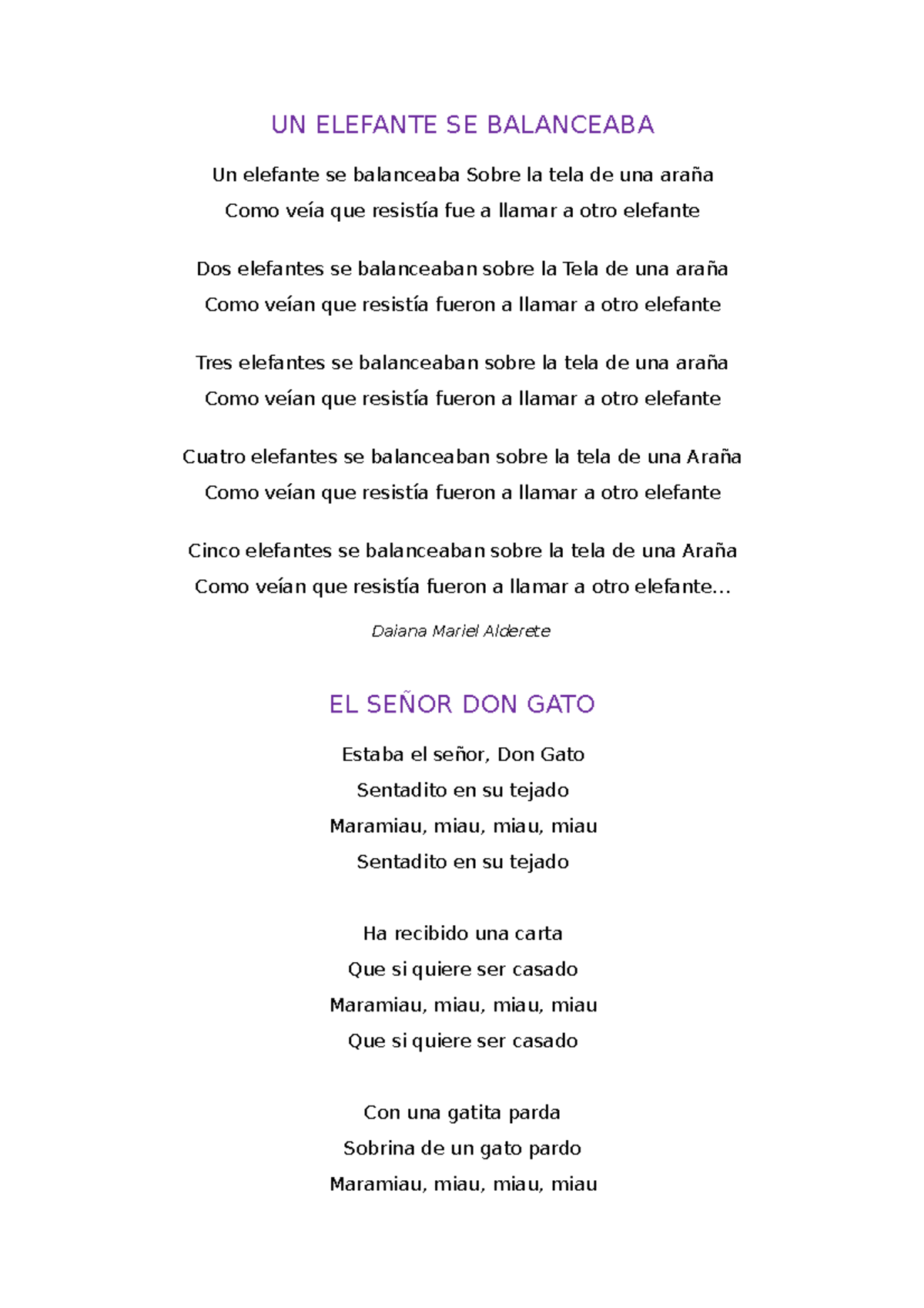 Cancionero OAL - UN ELEFANTE SE BALANCEABA Un elefante se balanceaba ...