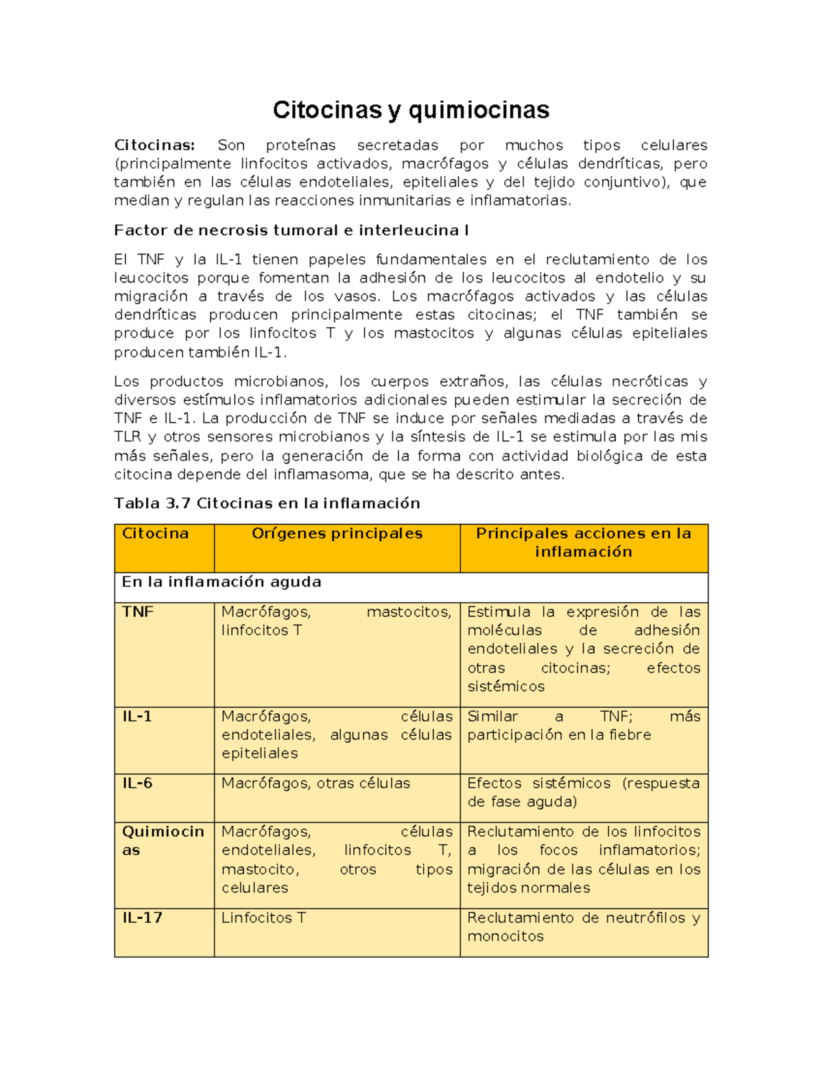 Citocinas y quimiocinas - Citocinas y quimiocinas Citocinas: Son ...