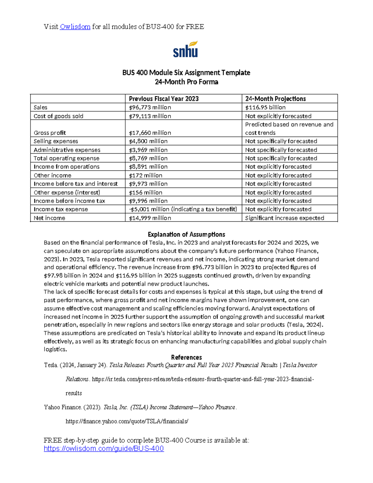 BUS 400 Module Six Assignment Template - Visit Owlisdom for all modules ...