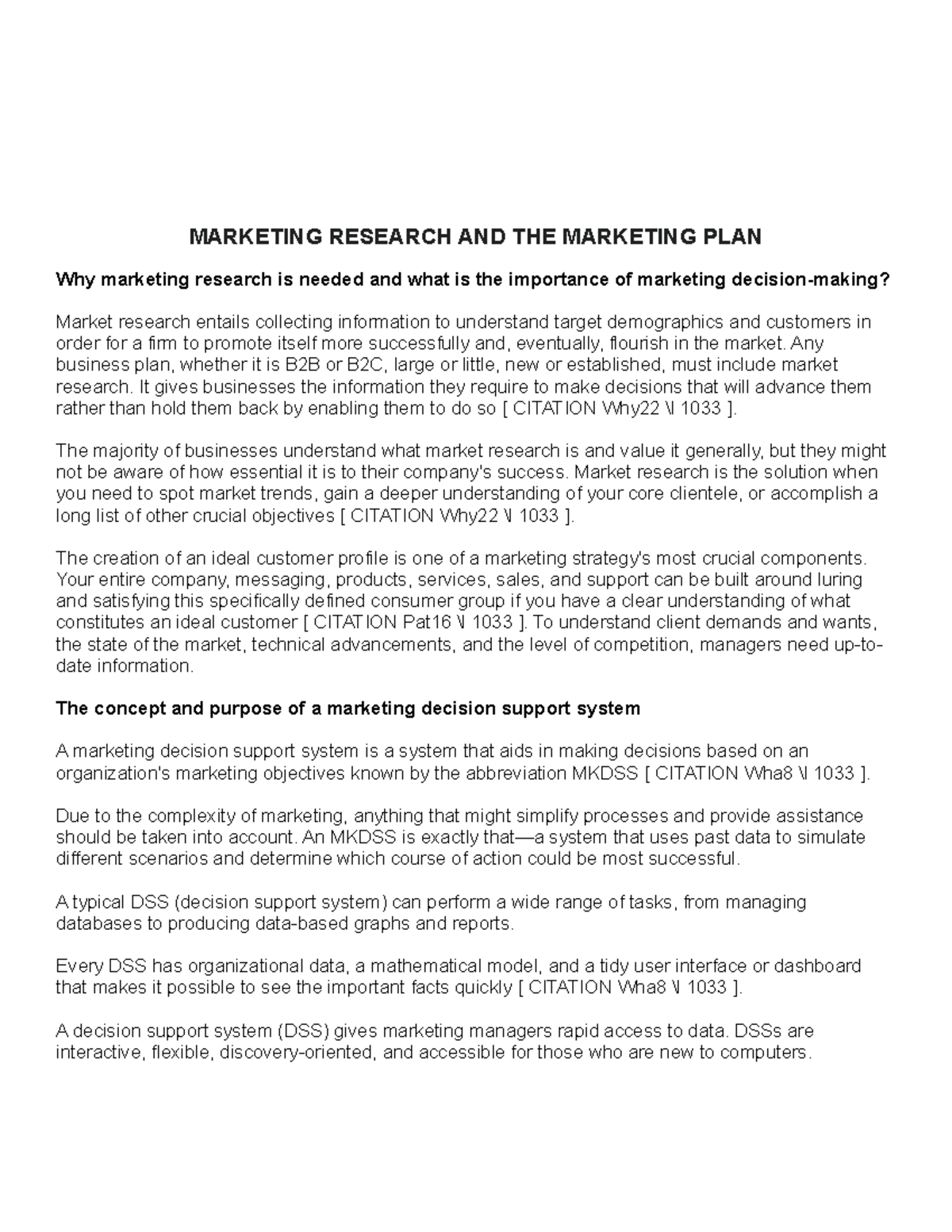 Marketing Research AND THE Marketing PLAN Discussion 3 - MARKETING ...