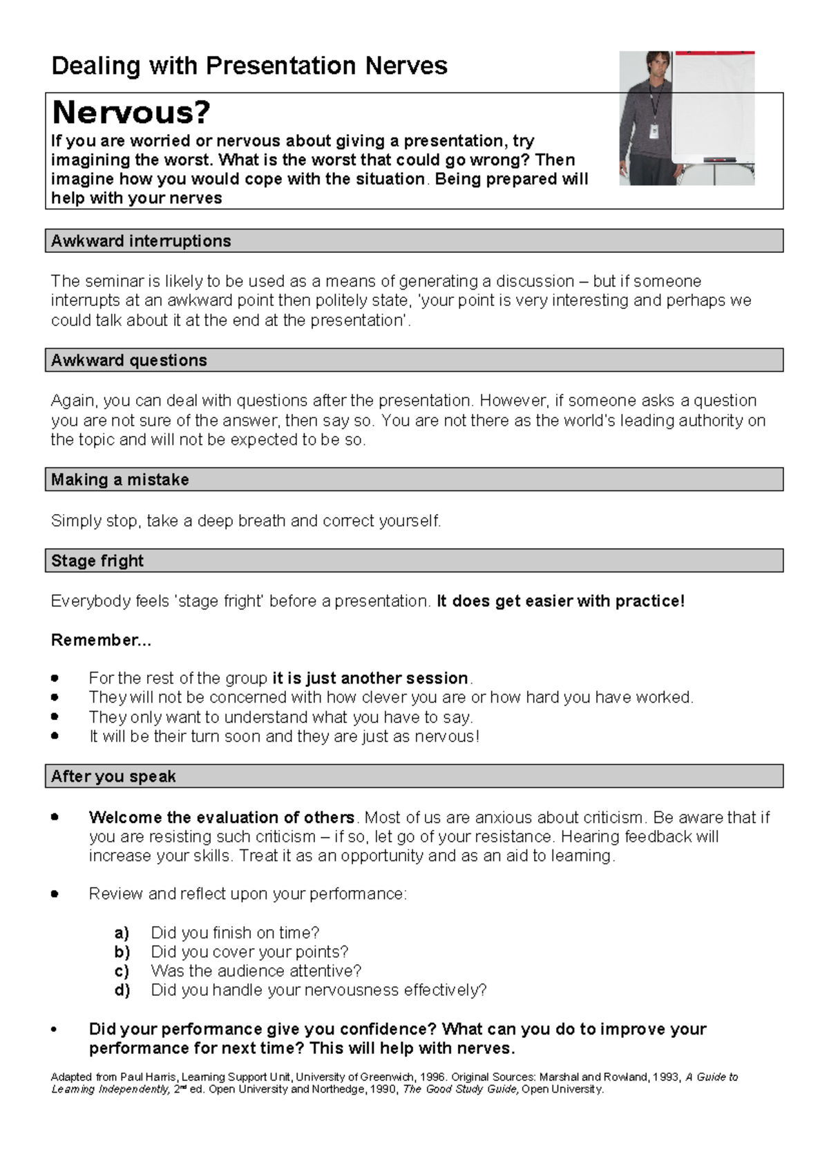 SS Presentation Nerves HO - Dealing with Presentation Nerves Nervous ...