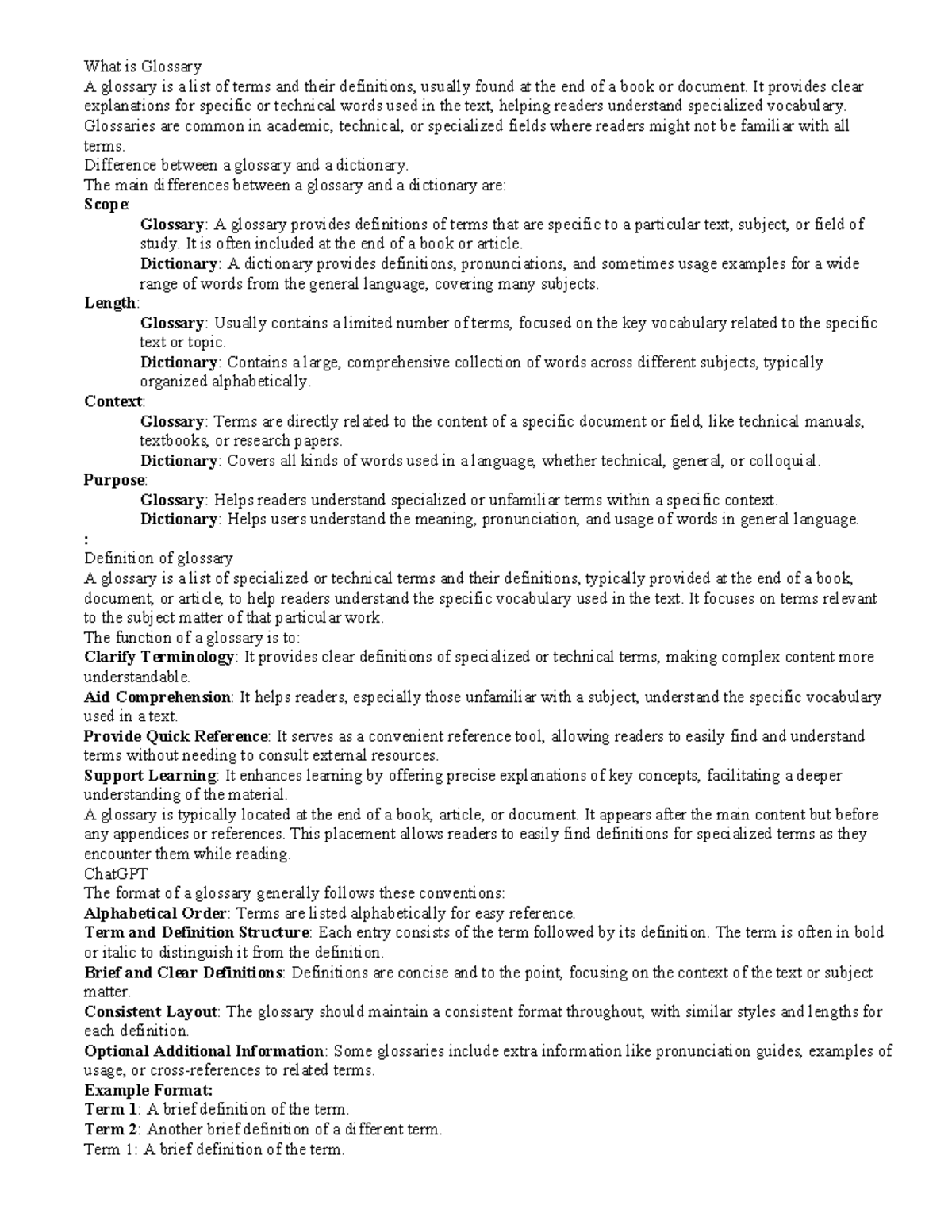 What is Glossary eng 5 w4 - What is Glossary A glossary is a list of ...