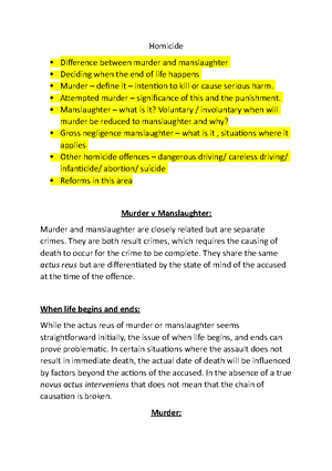 Homicide case summaries - A definition for murder has been offered by ...