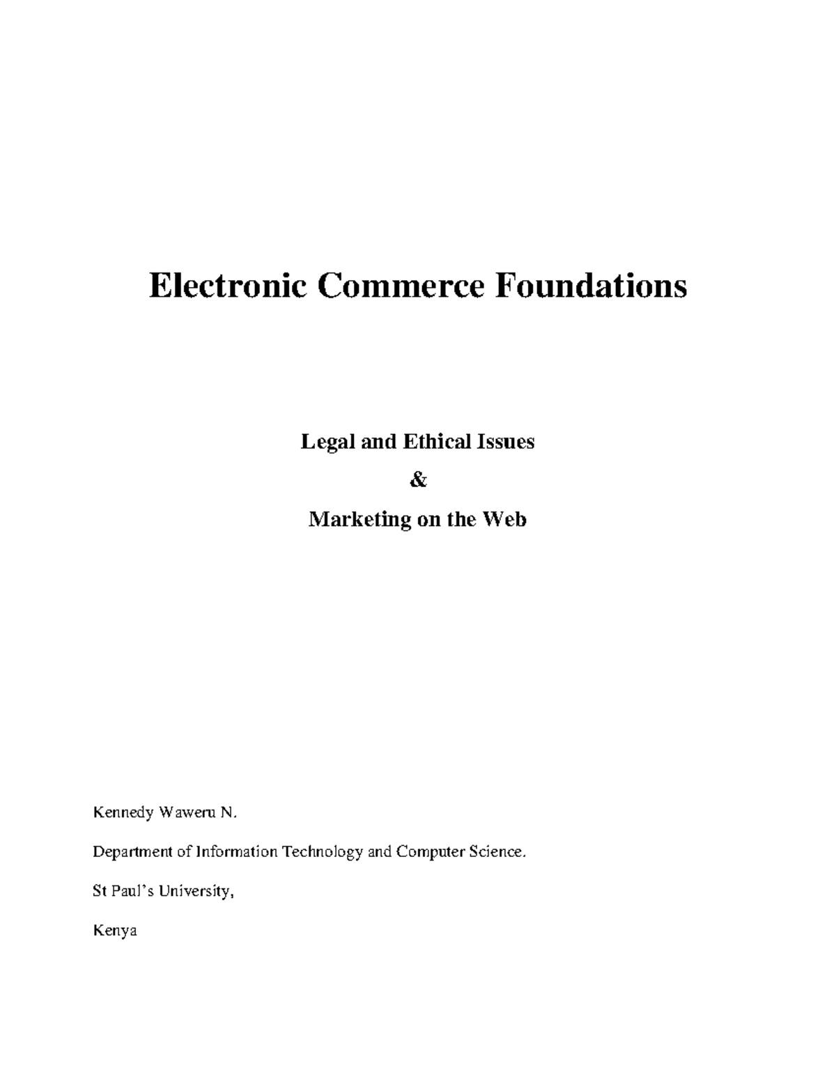 Legal Issues and Marketing in E-Commerce - Electronic Commerce ...