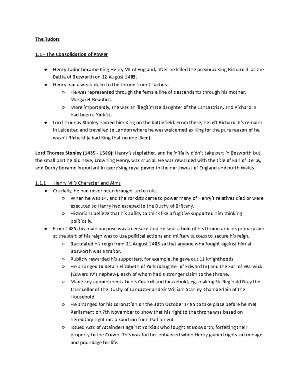 The Tudors - In depth revision notes for Henry VII/Henry VIII - The ...