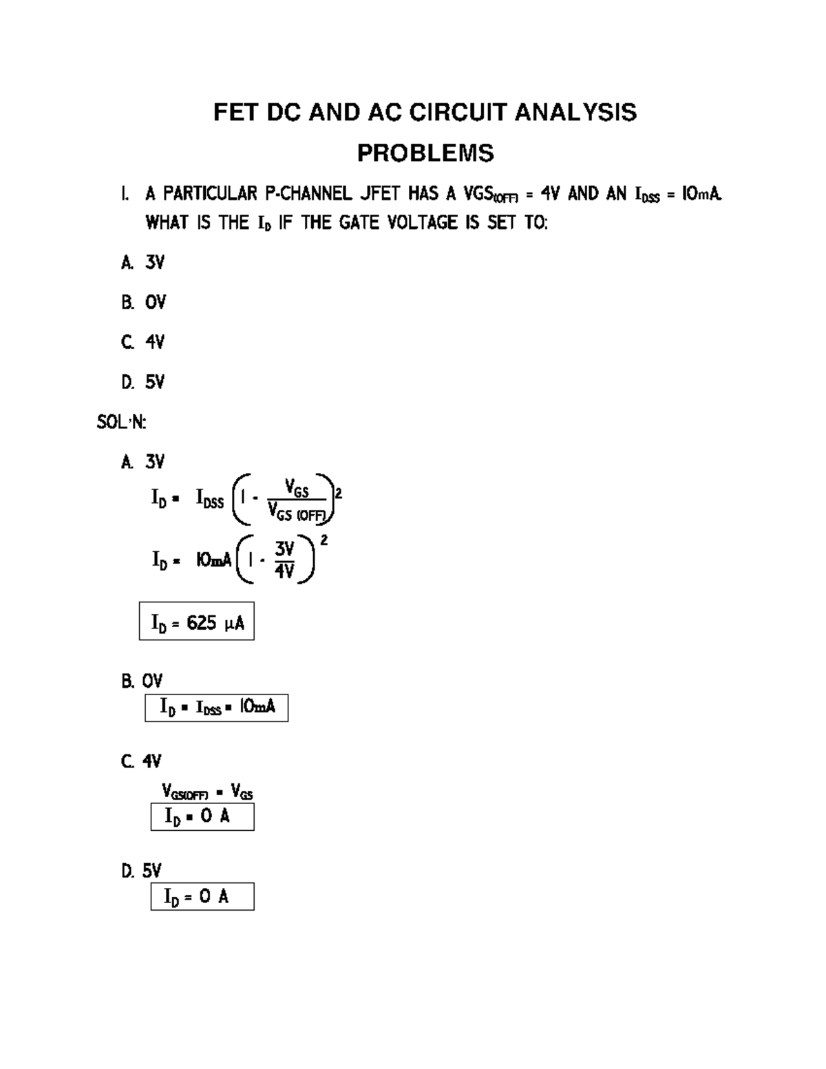 FET DC and AC Circuit analysis - Electronics Engineering - Studocu