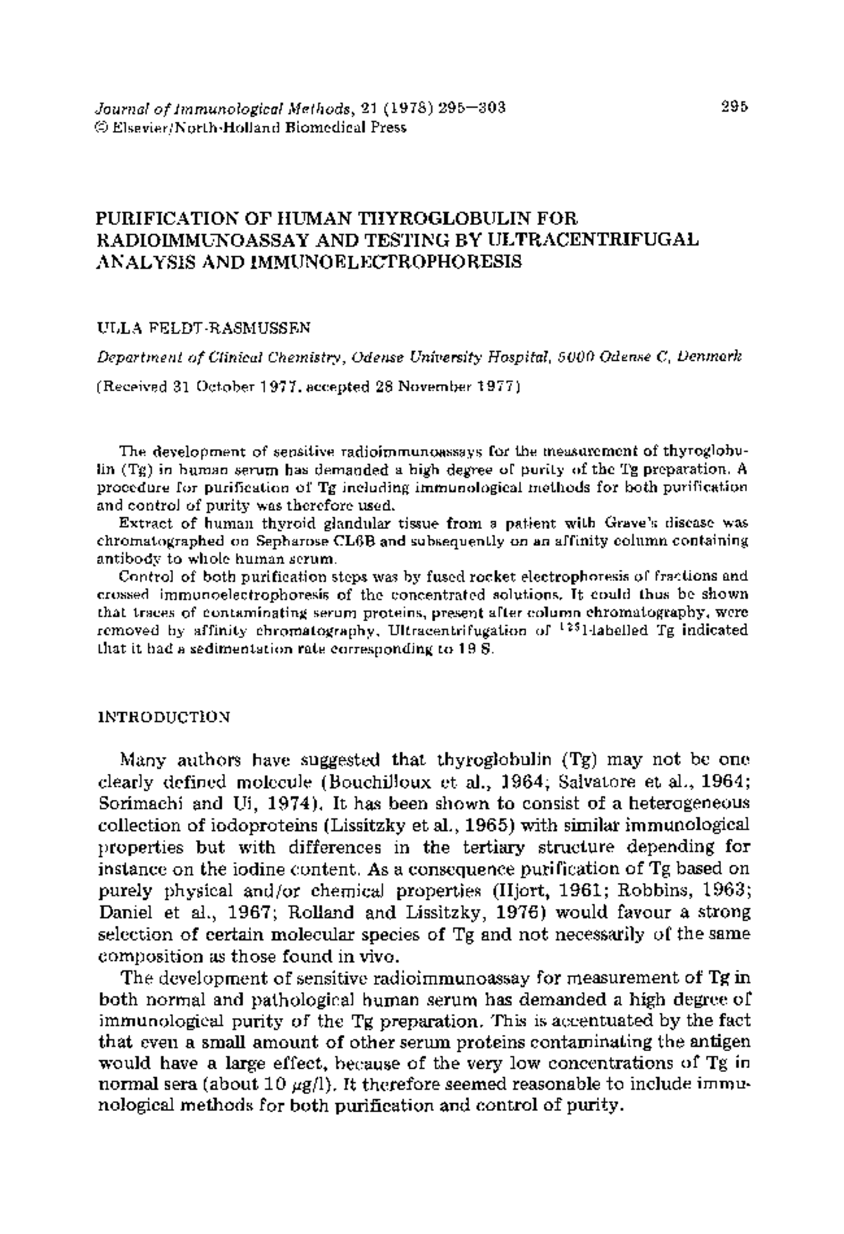 Purification of human thyroglobulin for - ####### Journal of ...