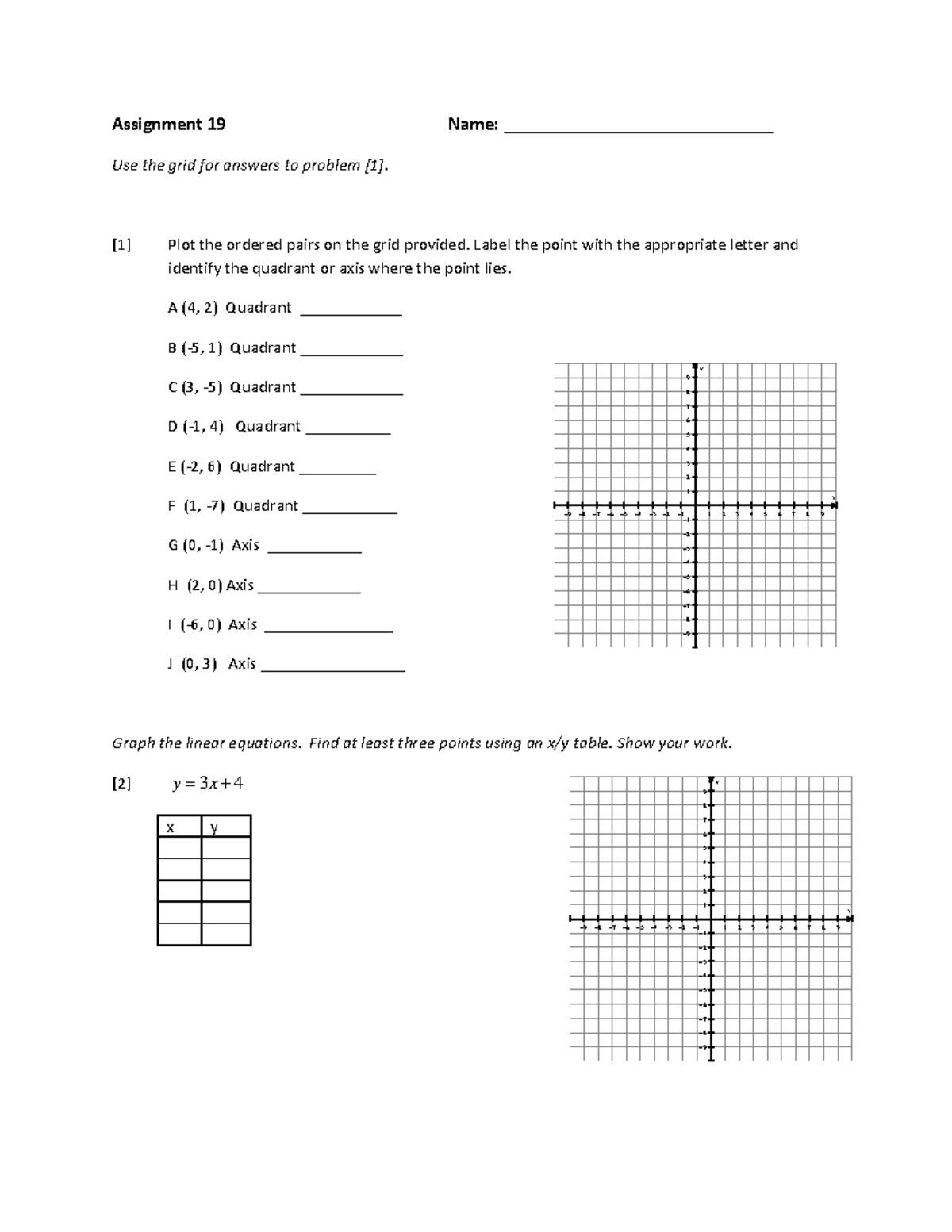 Assignment 19 - coursework for test - Assignment 19 Use the grid for ...