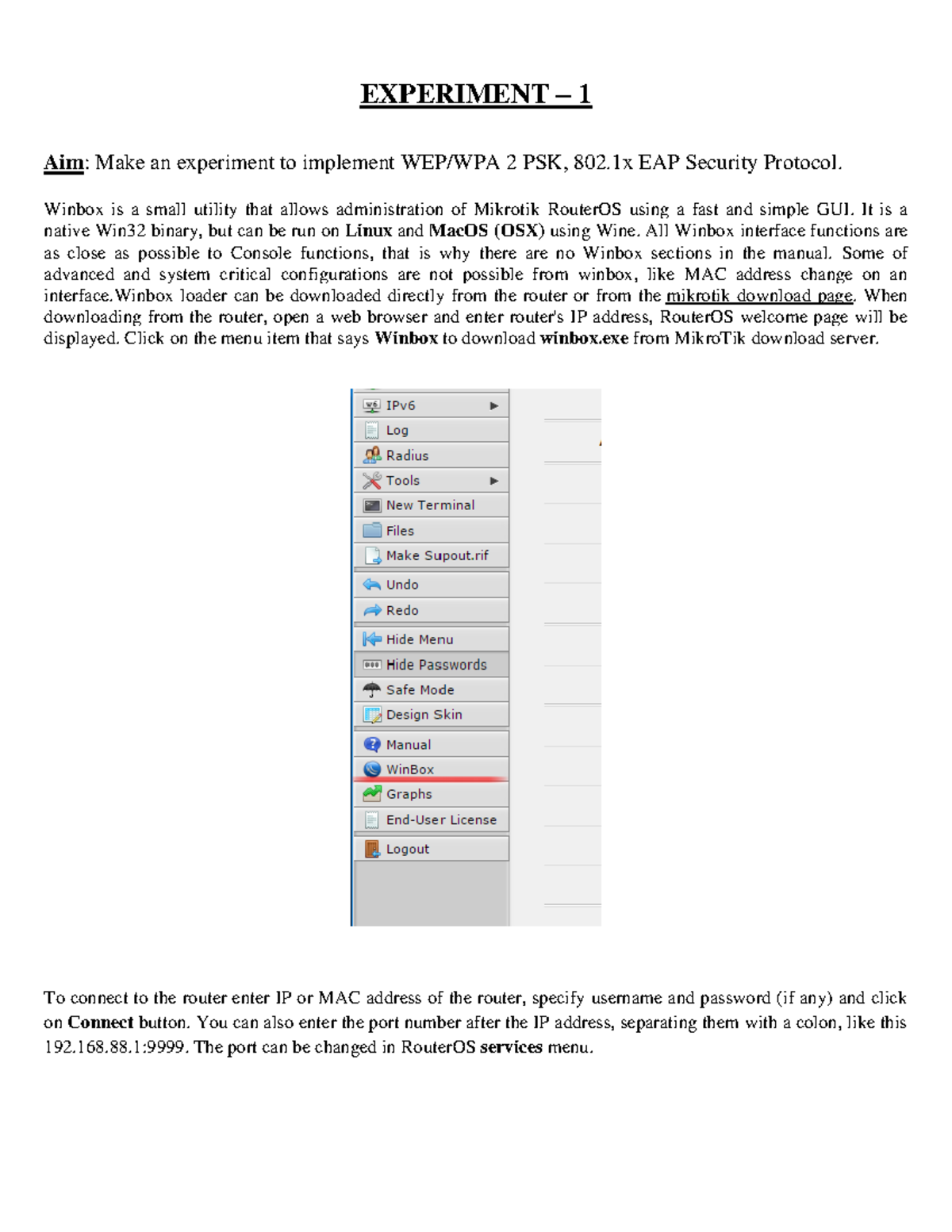Is prac - EXPERIMENT – 1 Aim: Make an experiment to implement WEP/WPA 2 PSK, 802 EAP Security ...