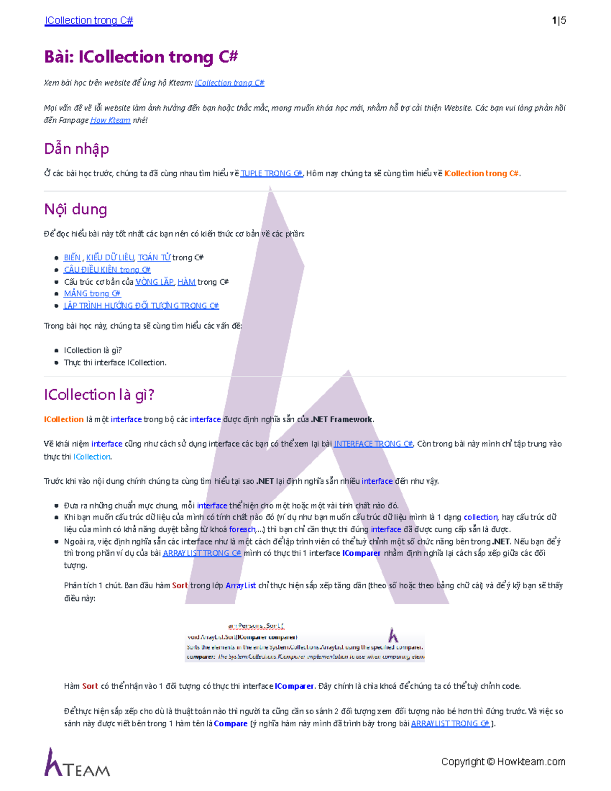 Howkteam.VN - ICollection trong C# - Bài: ICollection trong C# Xem bài học trên website để ủng ...