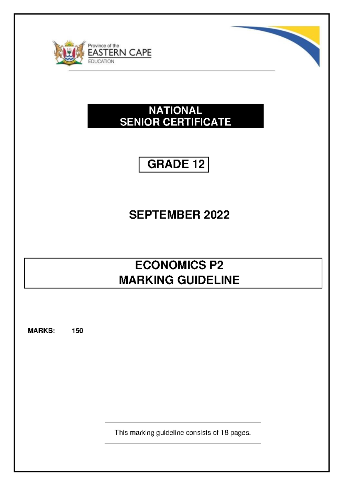 ECON P2 GR12 MEMO SEPT2022 English - NATIONAL SENIOR CERTIFICATE GRADE ...