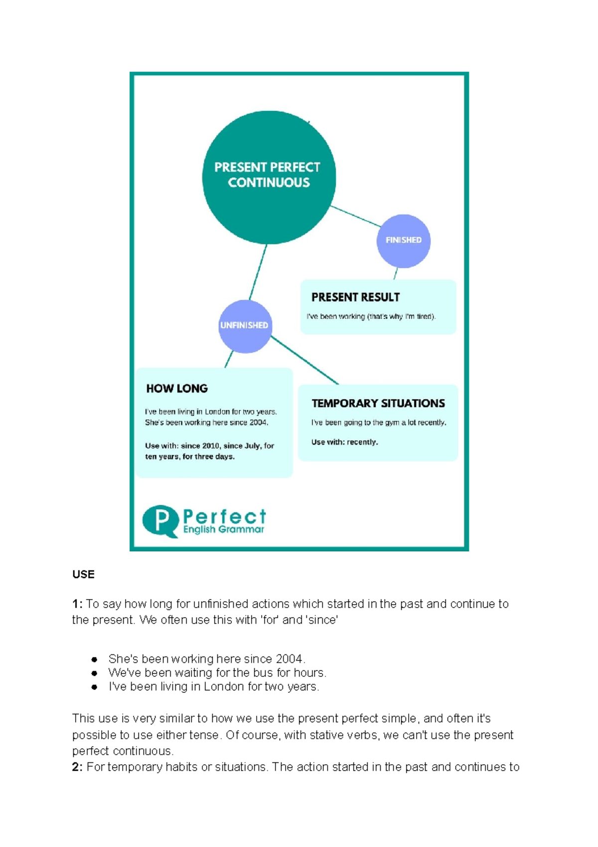 6 Present Perfect Continuous - USE 1: To say how long for unfinished ...