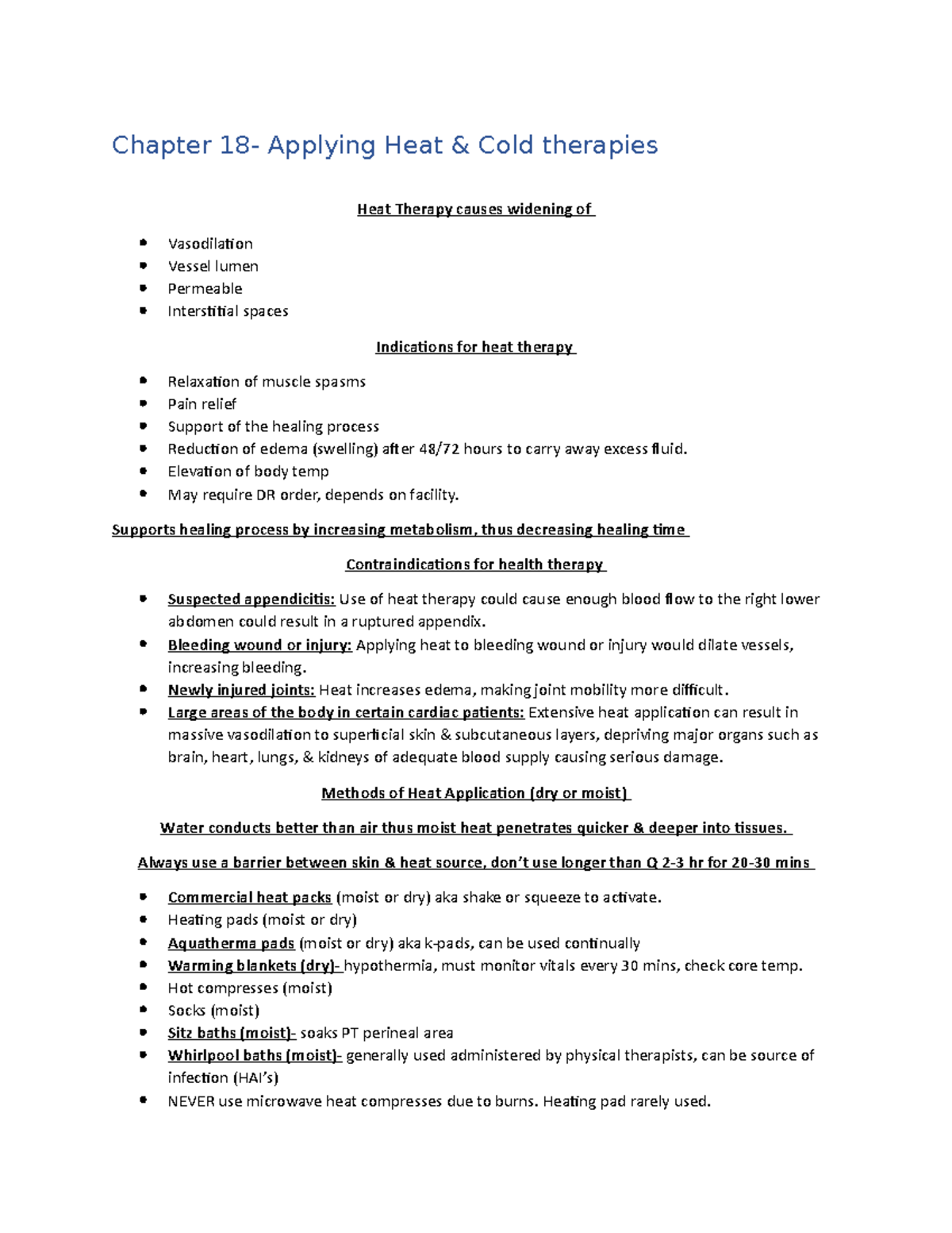 CH18 Applying Heat and Cold Therapies - Chapter 18- Applying Heat ...