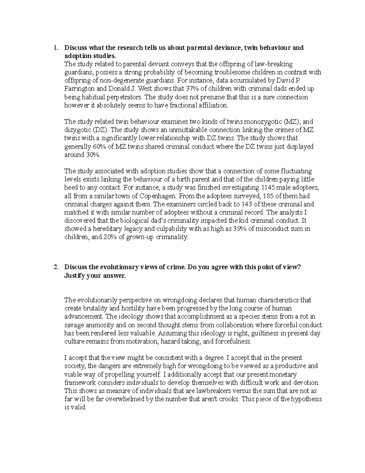 Crime and society assignment #4 - Discuss what the research tells us ...