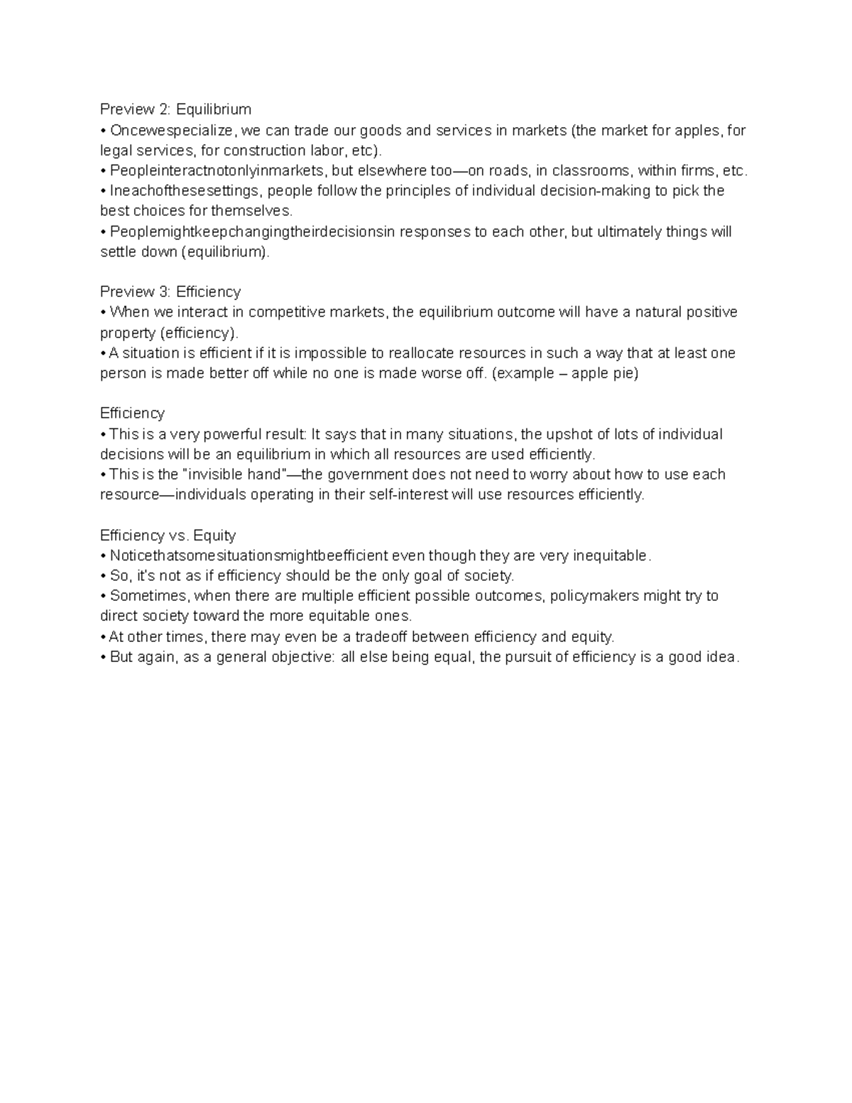Eco 2 - Prof. Basu - Preview 2: Equilibrium Oncewespecialize, we can ...