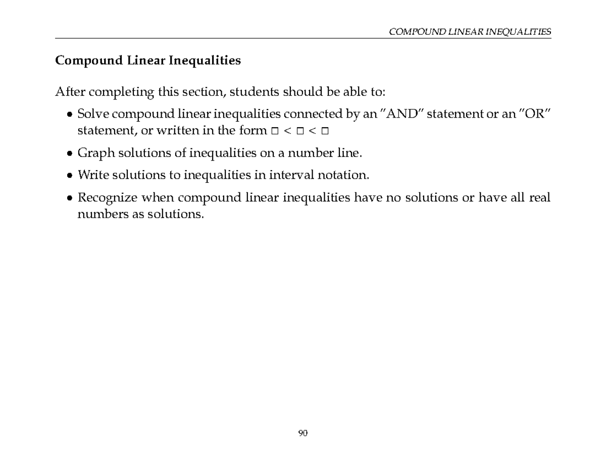 Compound Linear Inequalities - Write solutions to inequalities in ...