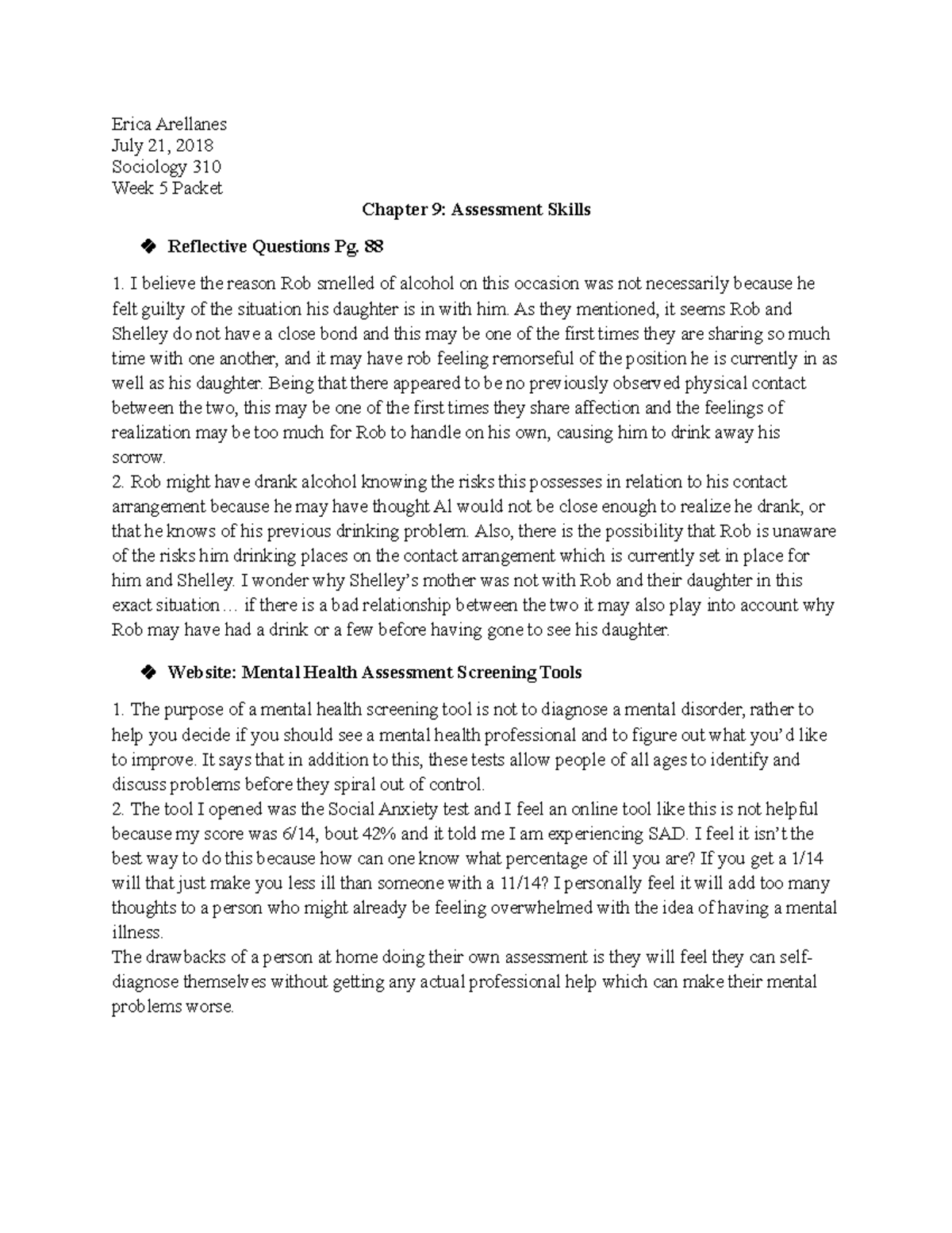 Week 5 Packet Homework - Erica Arellanes July 21, 2018 Sociology 310 ...