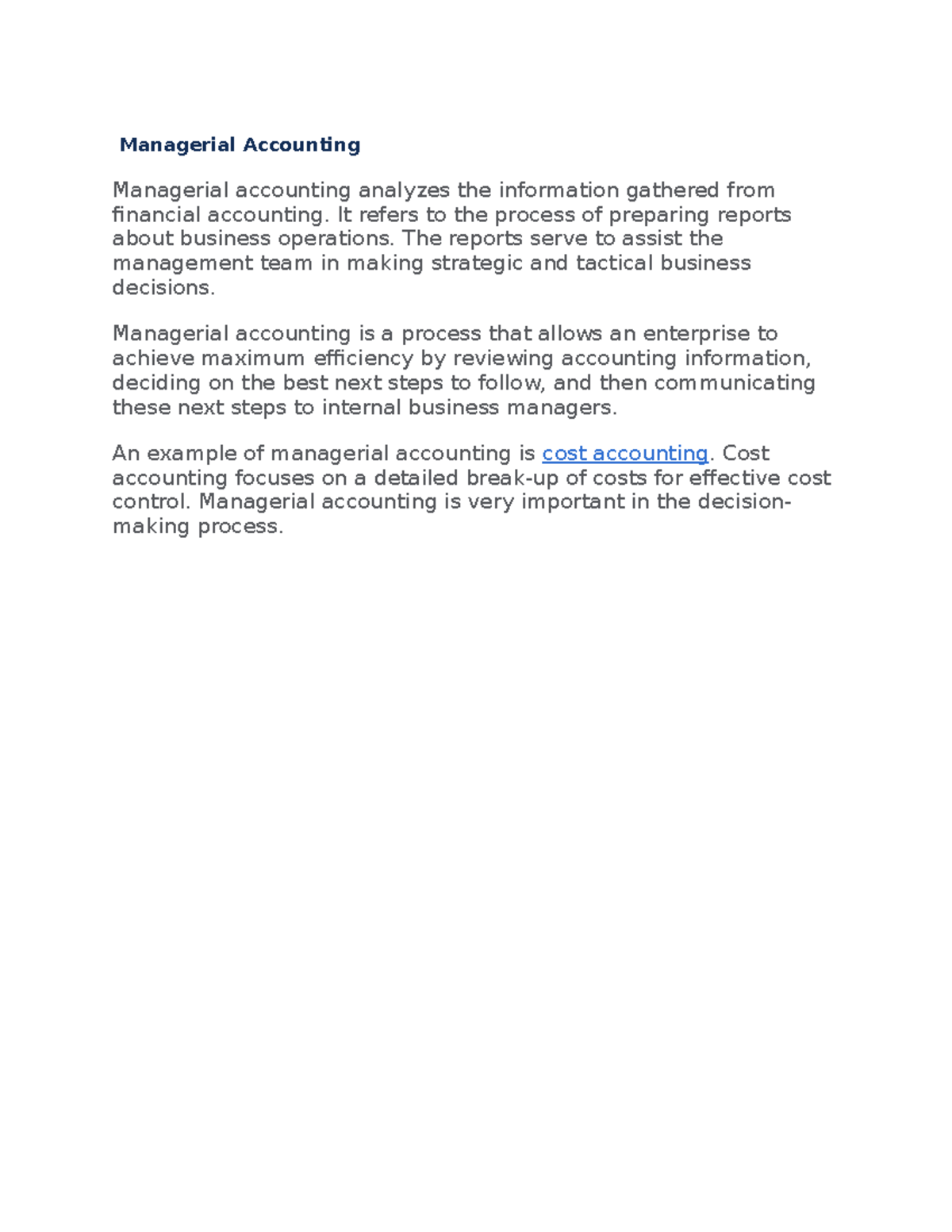 Managerial - note - Managerial Accounting Managerial accounting ...