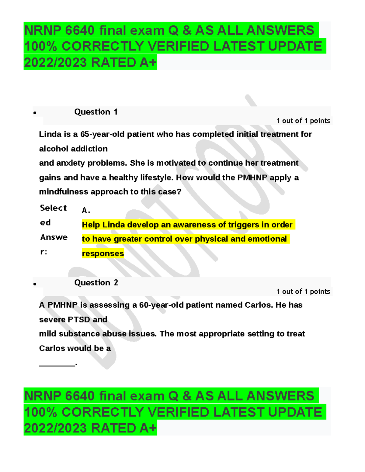 6640 final exam - Question 1 1 out of 1 points Question 2 1 out of 1 ...