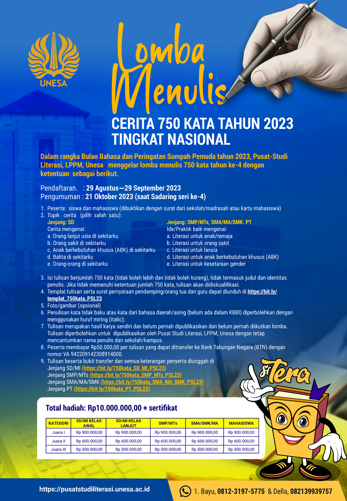 Poster lomba menulis 750 kata 2023 - Total hadiah: Rp10.000,00 ...
