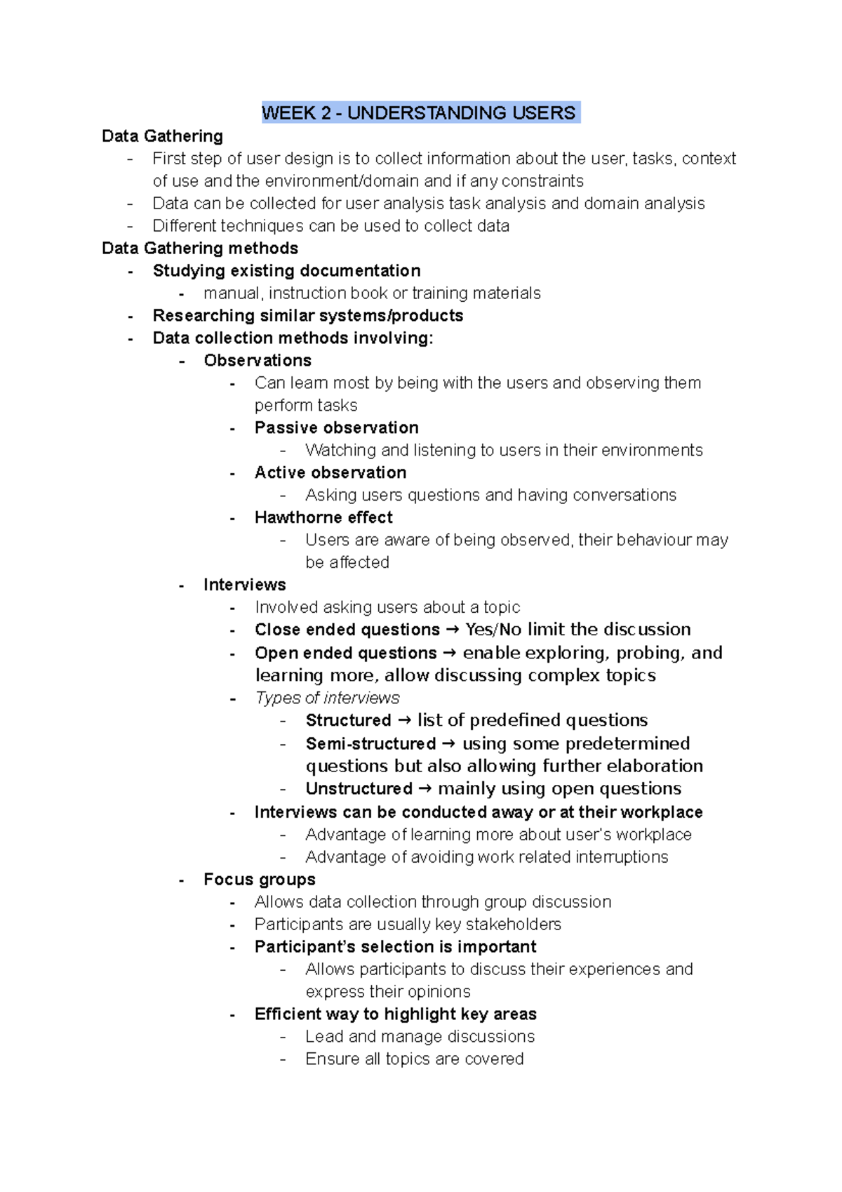WEEK 2 - UNDERSTANDING USERS - WEEK 2 - UNDERSTANDING USERS Data ...