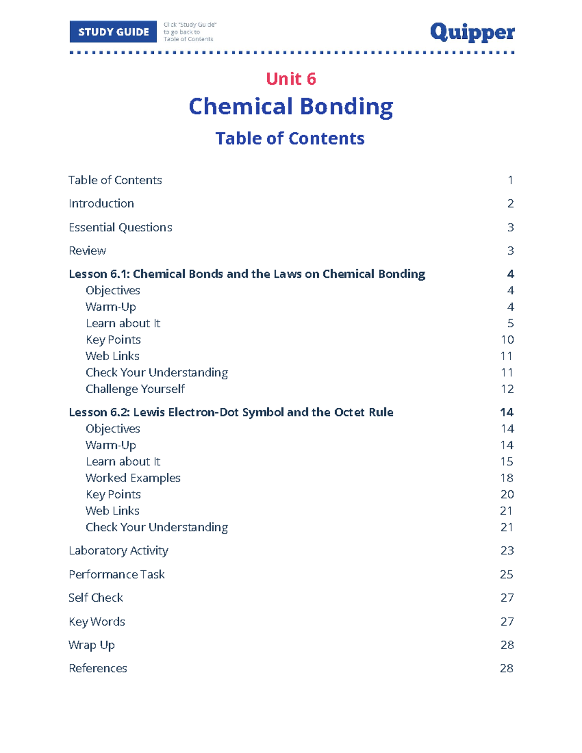 Science 9 Unit 6 Chemical Bonding (Study Guide) - Unit 6 Chemical ...