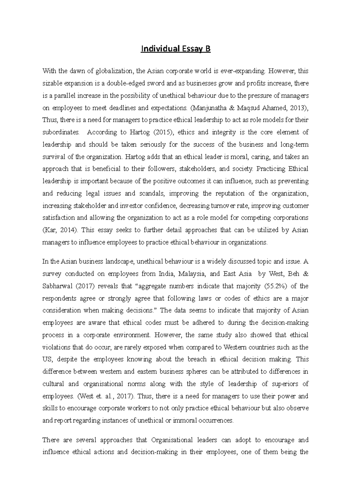 Individual Essay B-MGW2991 - Individual Essay B With the dawn of ...