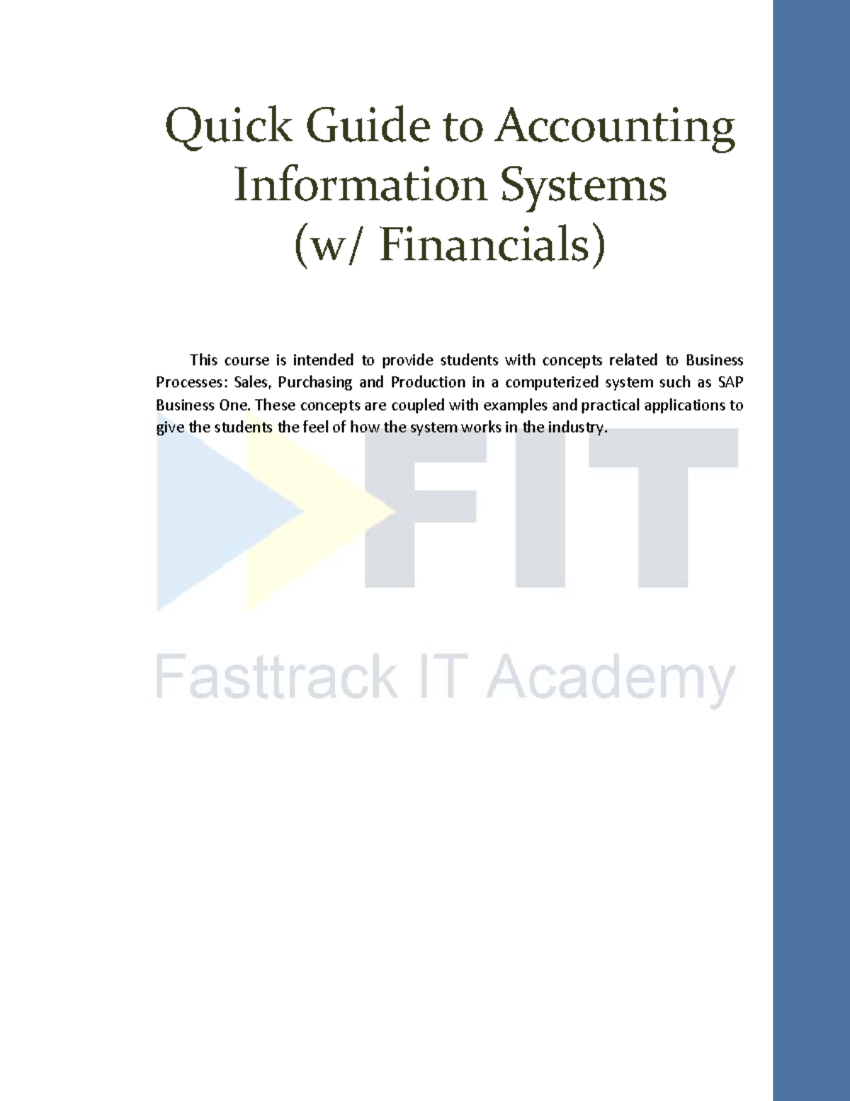 SAP Basic 1 - System Analysis Program Development - Quick Guide to Accounting Information ...