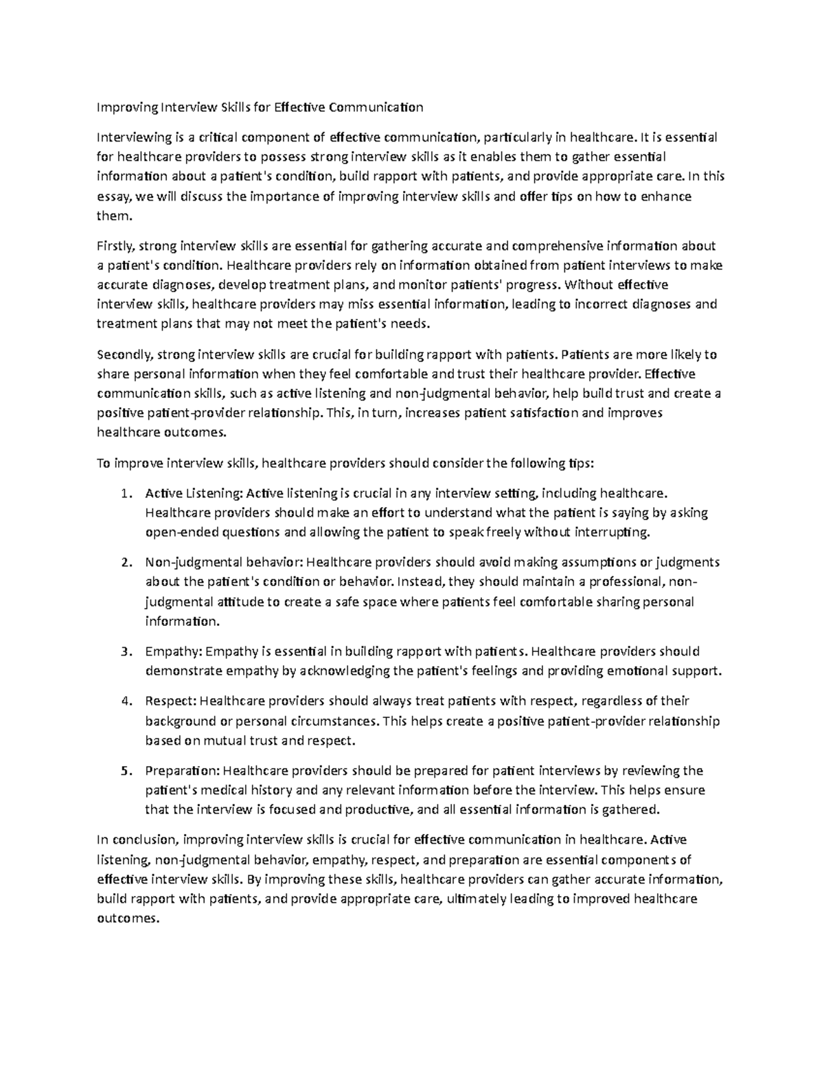 Improving Interview Skills for Effective Communication - Improving Interview Skills for ...